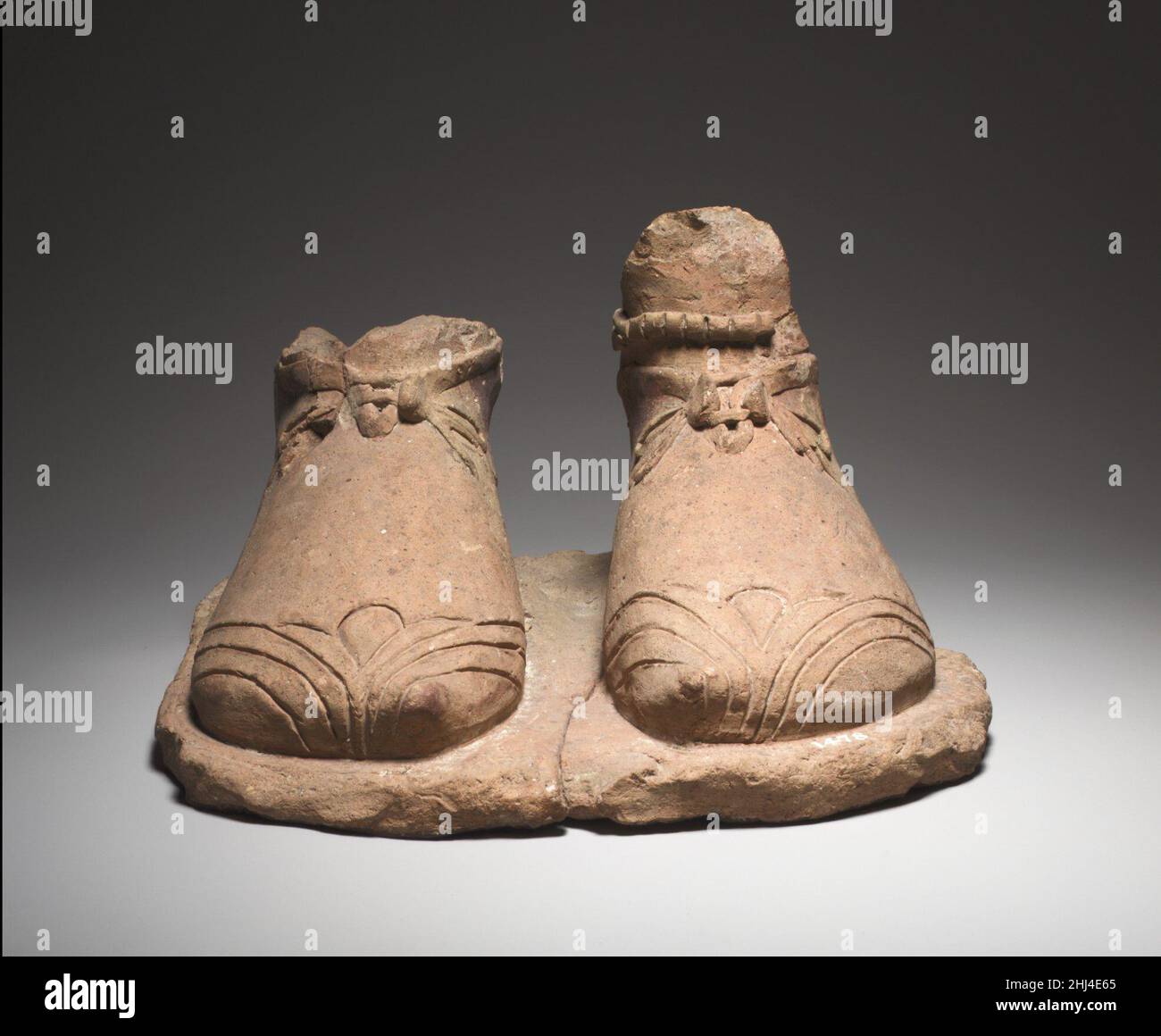 Feet on a plinth ca. 600–480 B.C. Cypriot Hollow, mold-made feet ...