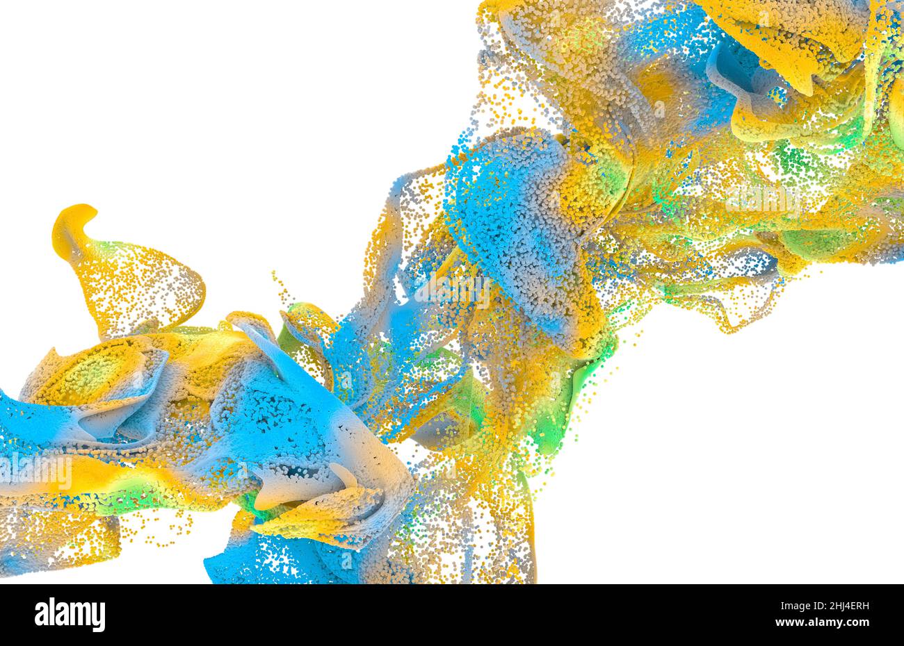 Abstract art with surreal growing explosion wavy smoke cloud splash ...