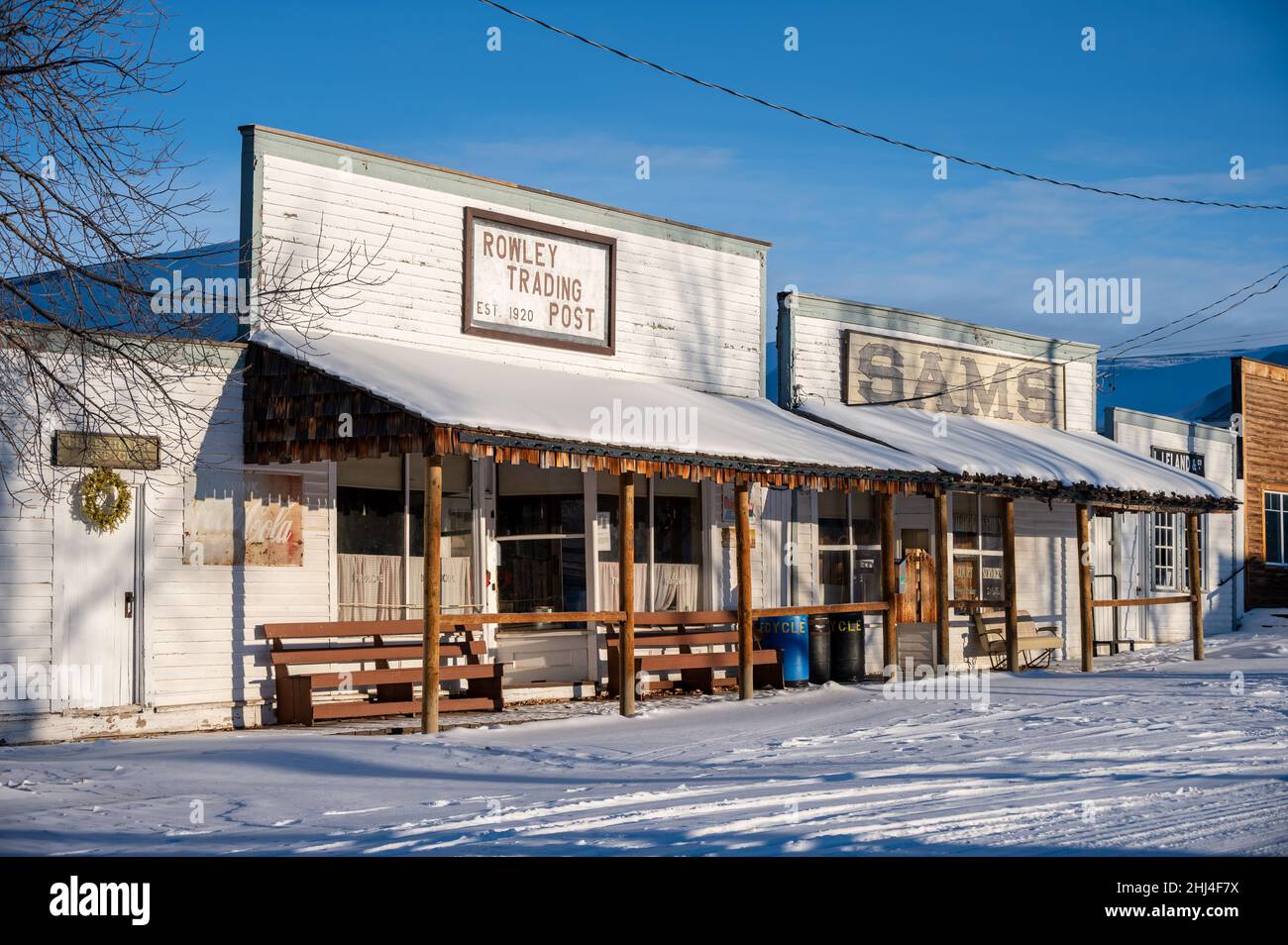 Buildings in ghost town of Rowley Stock Photo - Alamy