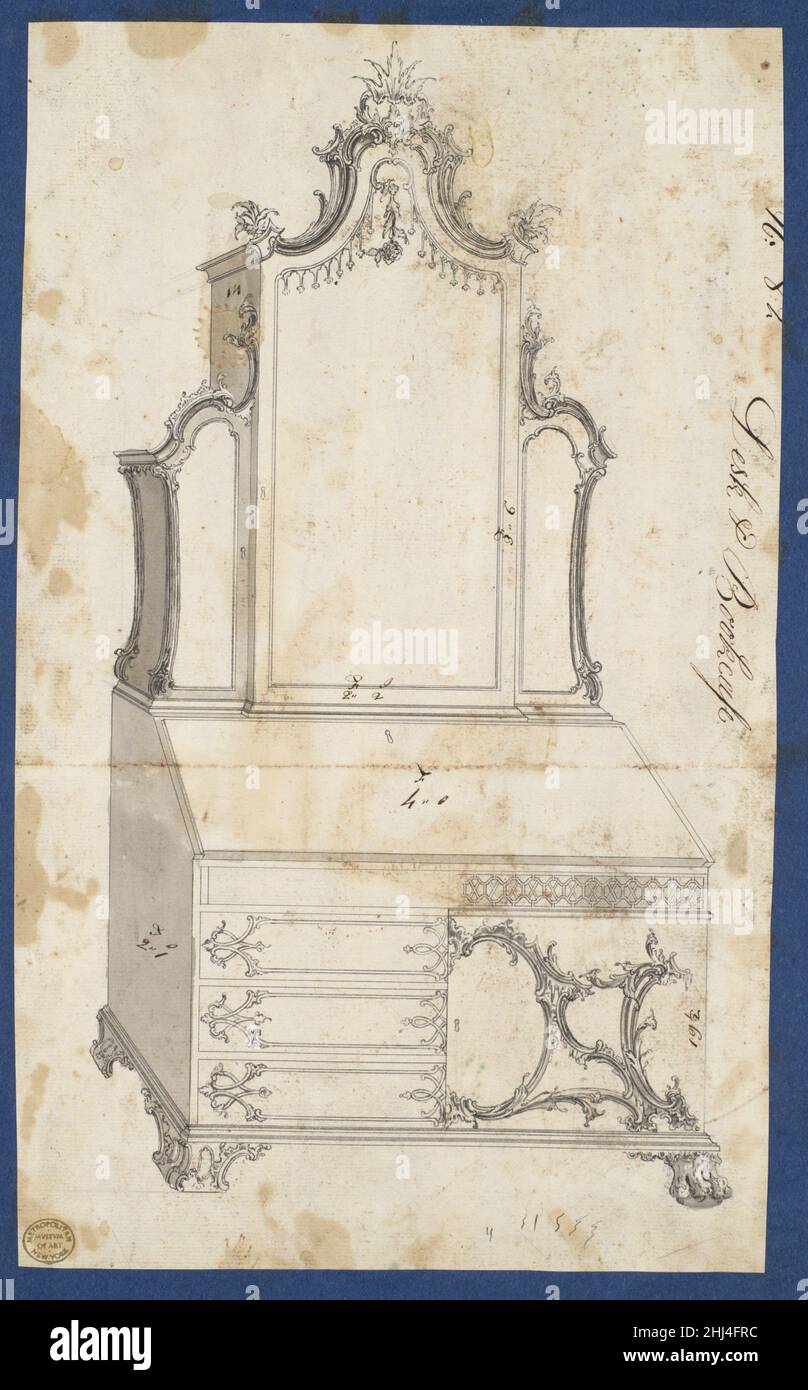 Desk and Bookcase, from Chippendale Drawings, Vol. II 1753 Thomas ...