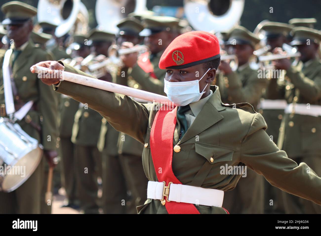 Kampala, Uganda. 26th Jan, 2022. Soldiers participate in a parade to ...