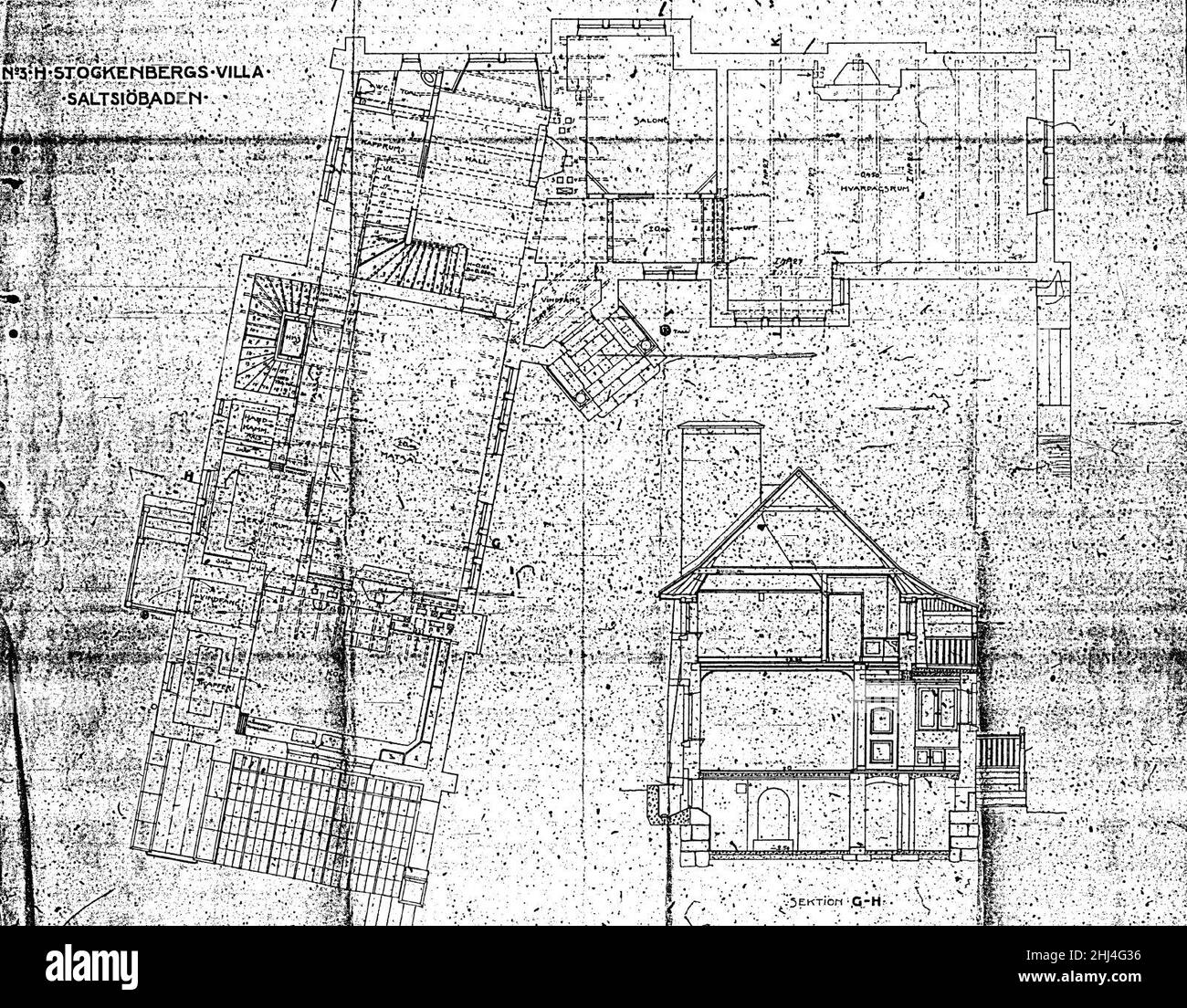 Stockenbergs villa ritning BV Stock Photo - Alamy