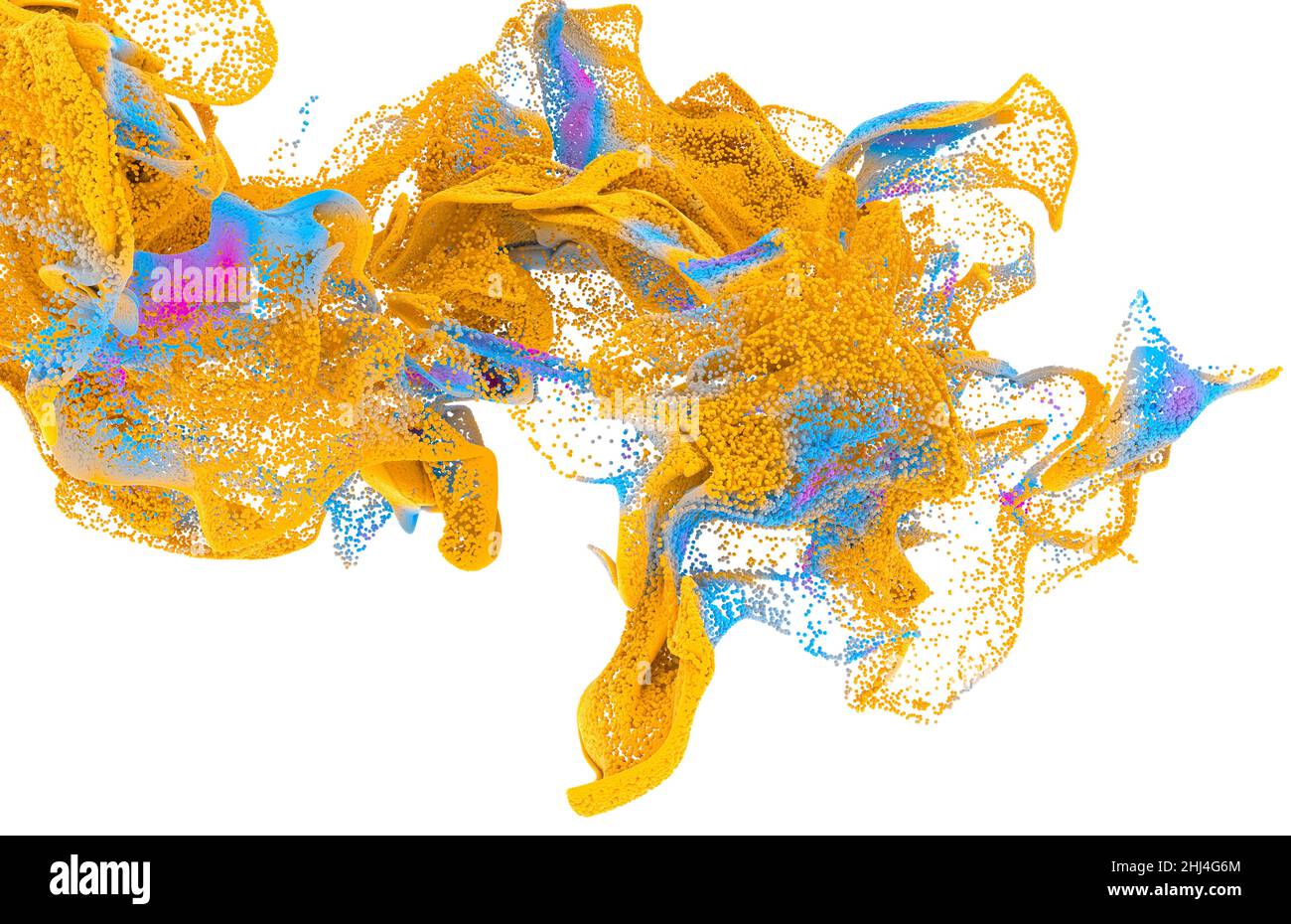 Abstract art with surreal growing explosion wavy smoke cloud splash ...