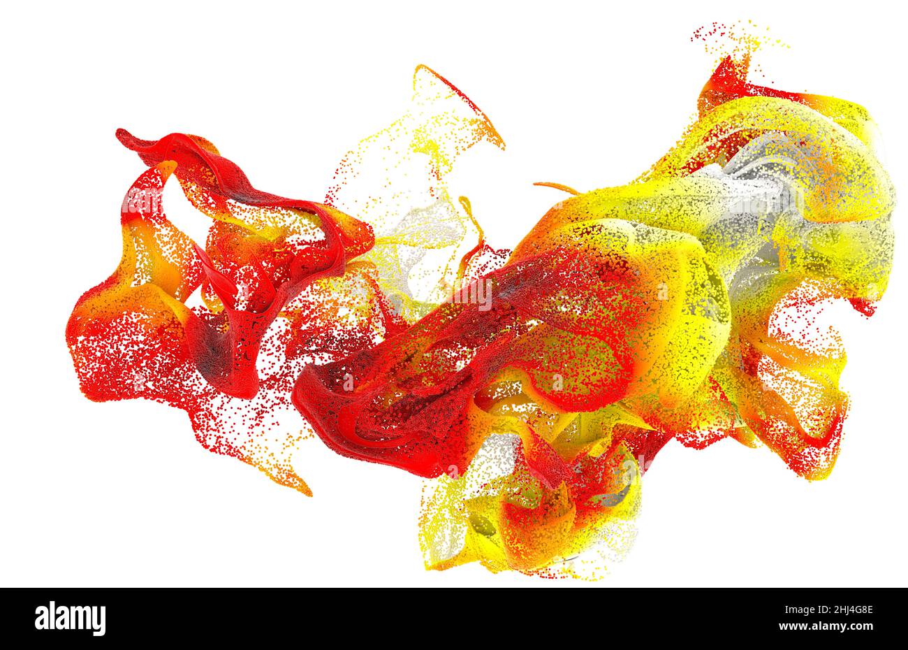 Abstract art with surreal growing explosion wavy smoke cloud splash ...