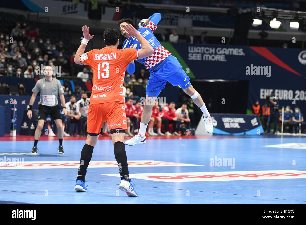 EHF Euro 2022. Main Round: Ivan Martinovic (Croatia) against ...
