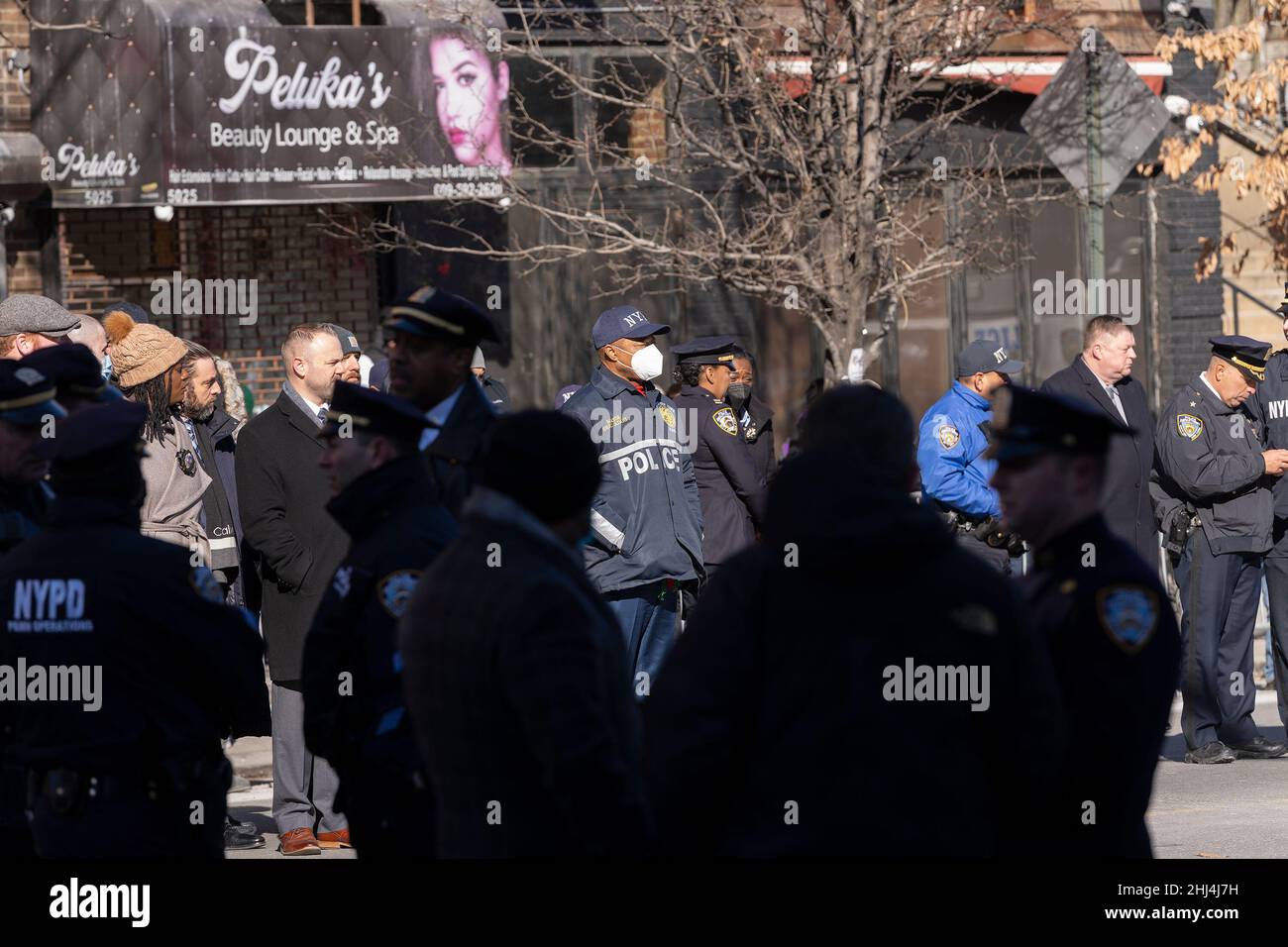 Mayor Eric Adams joined police officers to pay tribute to fallen police ...