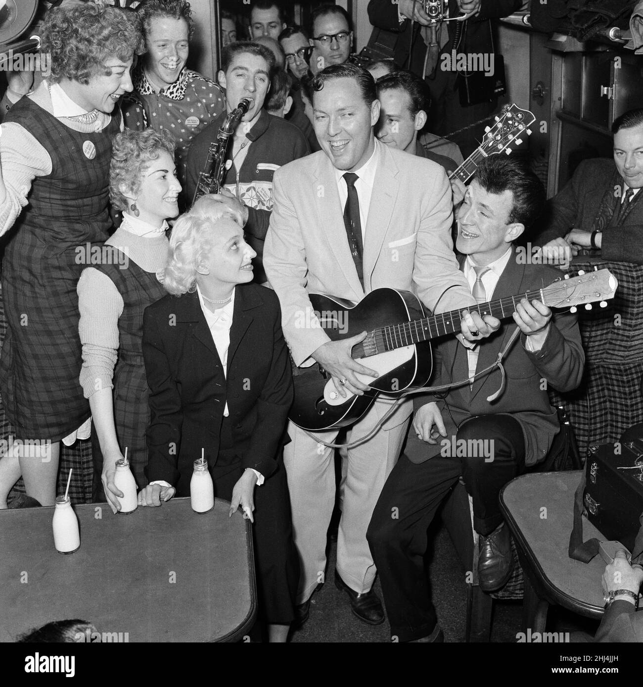 Frenzied scenes as American rock and roll singer Bill Haley arrives in ...