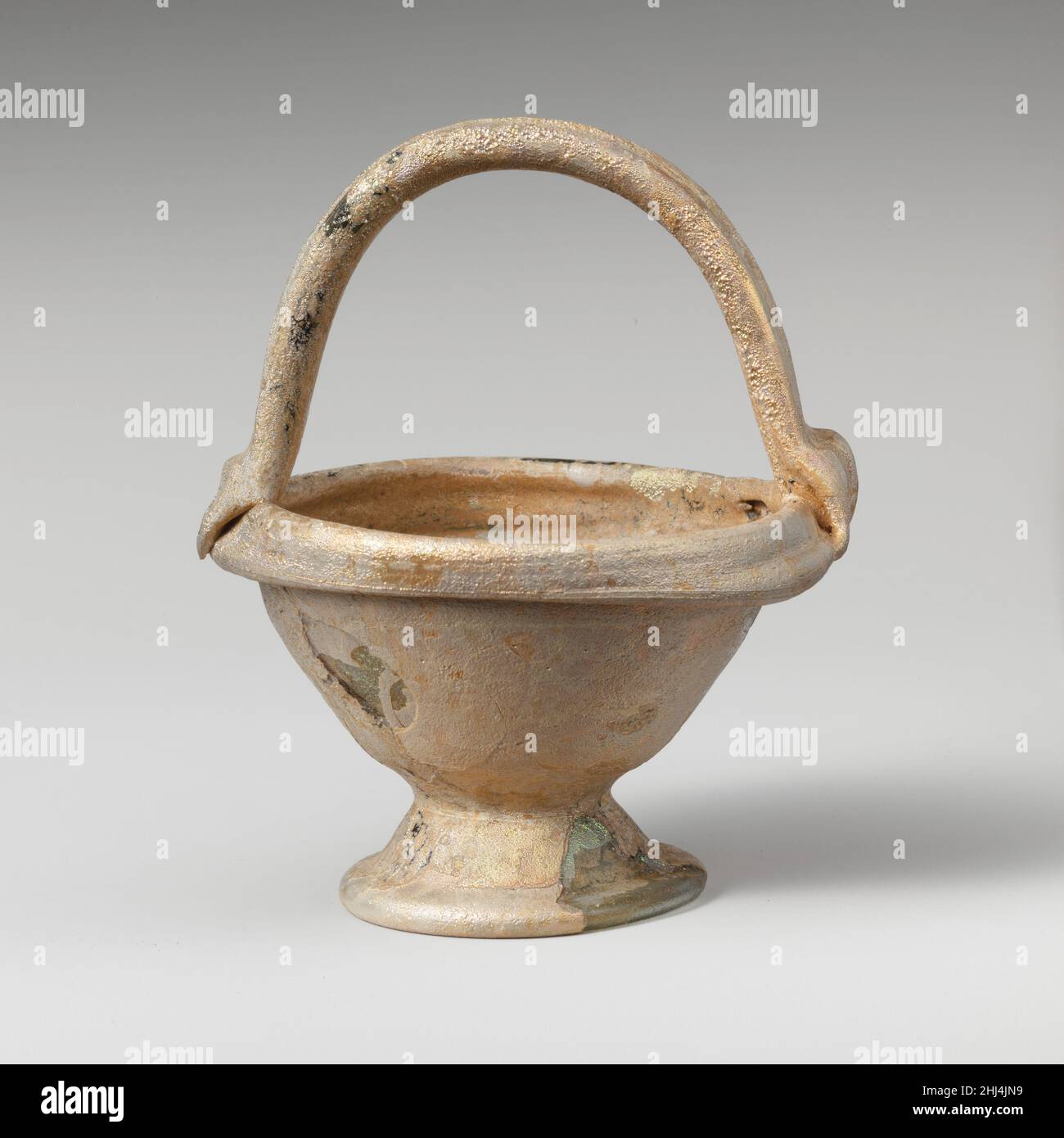 Glass bowl with basket handle 4th century A.D. Roman, Syrian Colorless ...