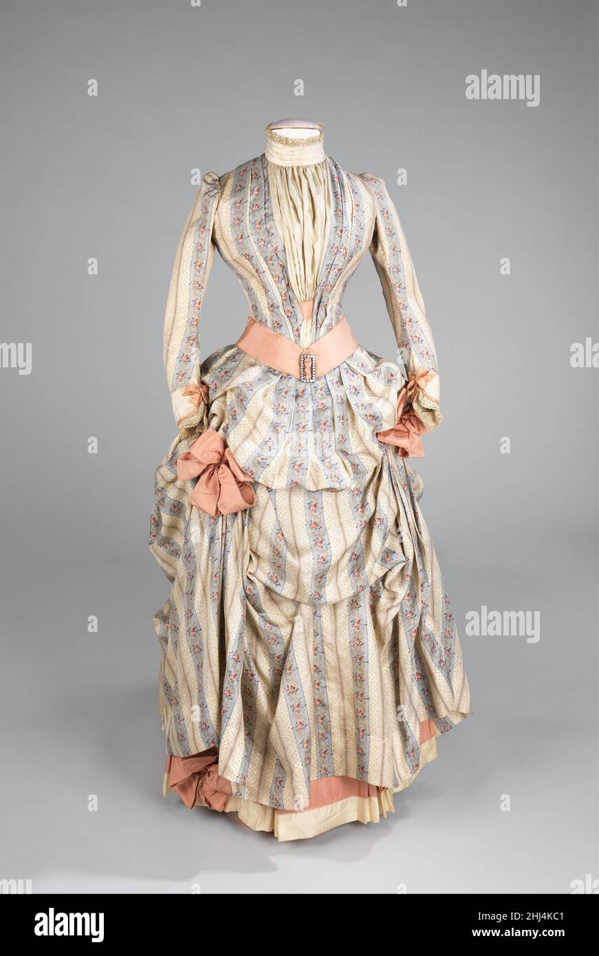 Dress ca. 1885 American The bustle silhouette, although primarily ...