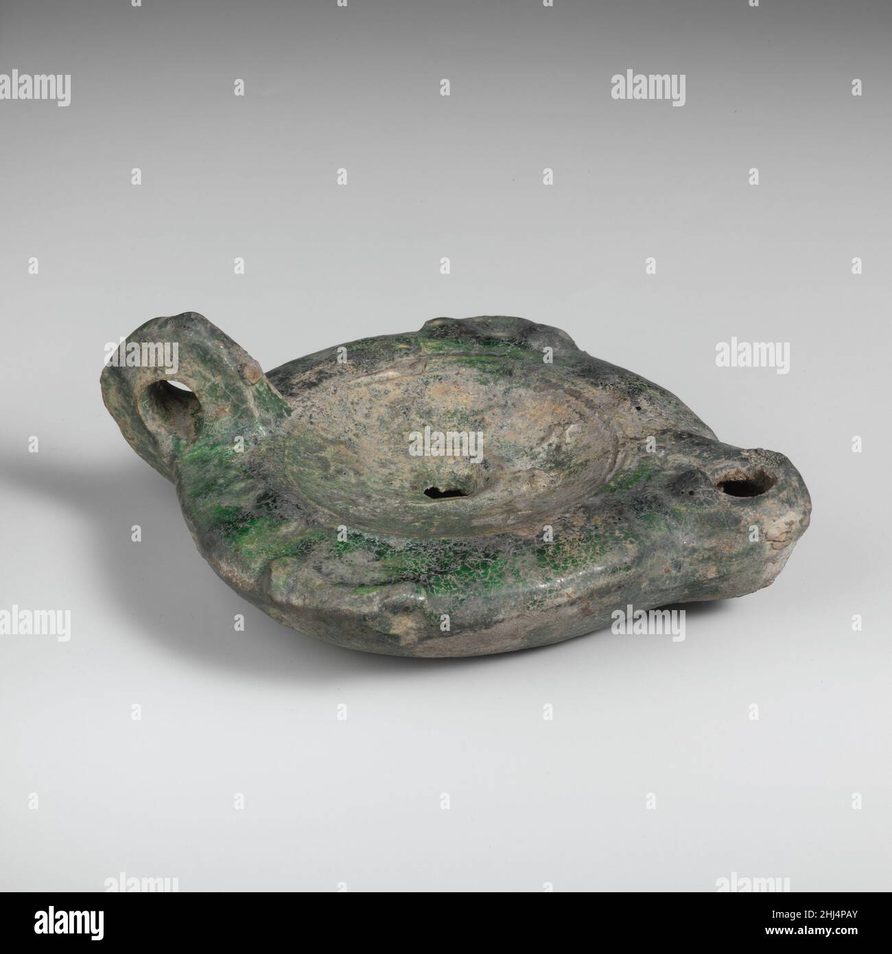 Terracotta lead-glazed lamp 1st half of 2nd century A.D. Roman Green ...