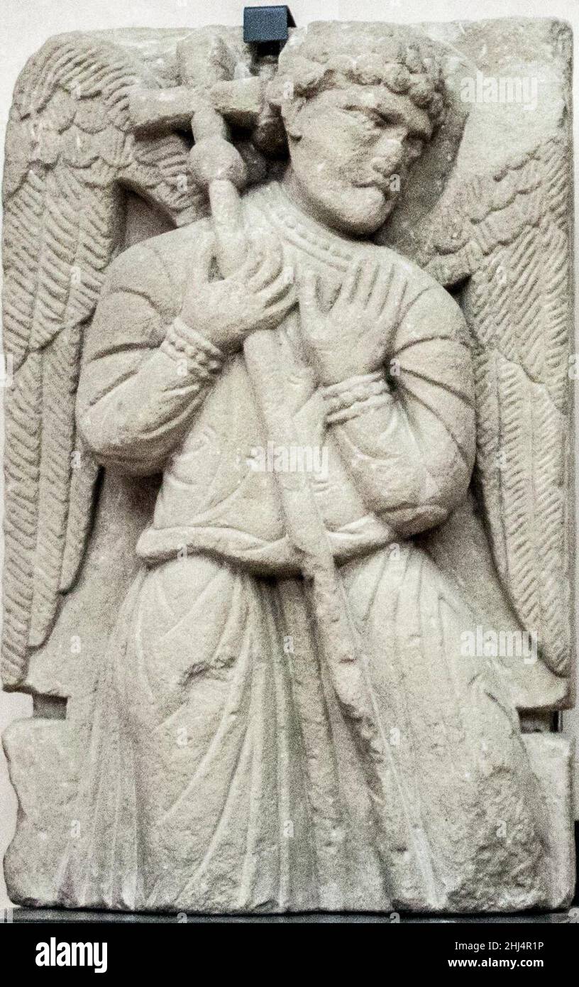 Stone slab with angel figure in bas-relief Stock Photo - Alamy