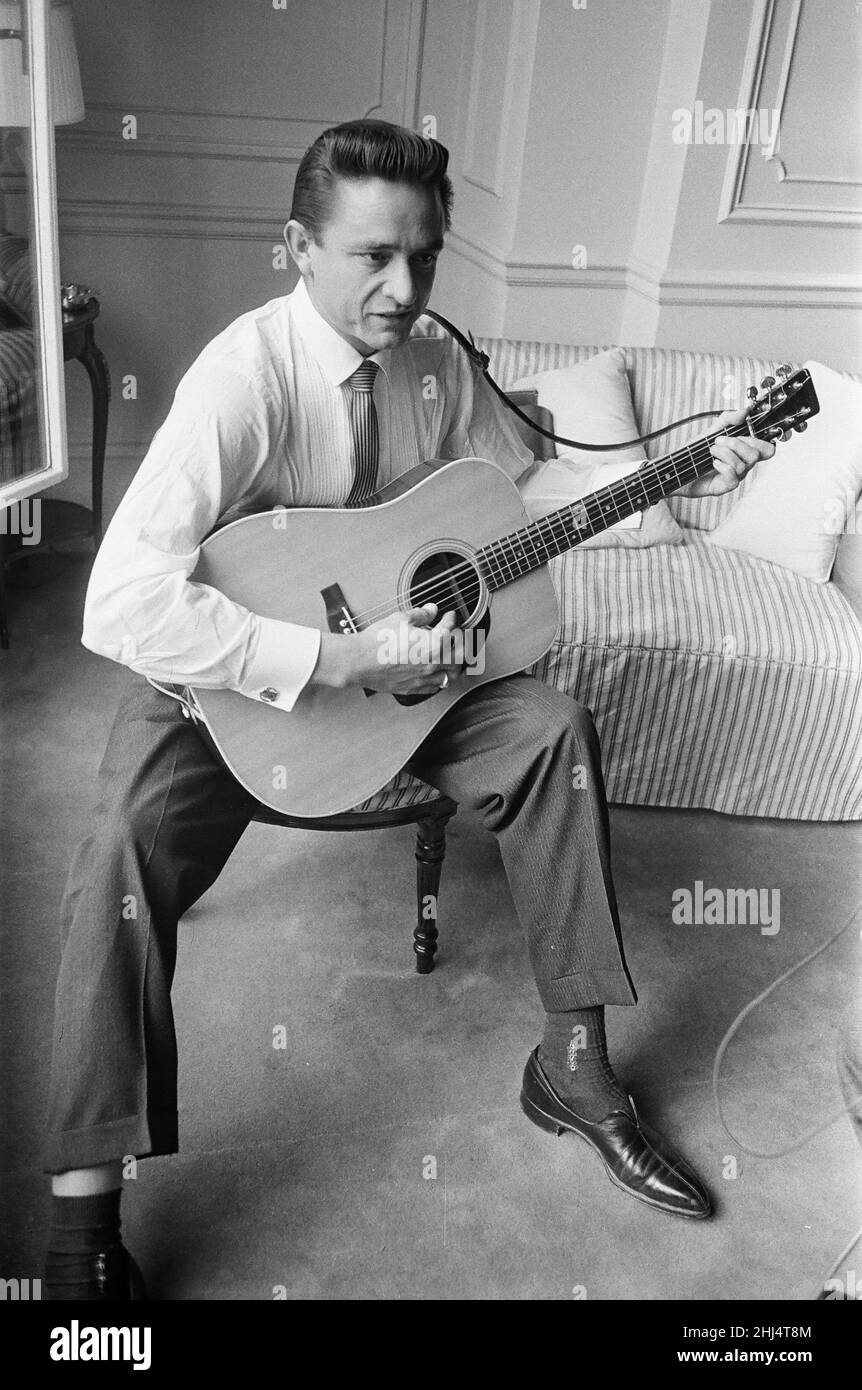 American country singer and musician Johnny Cash poses for ...