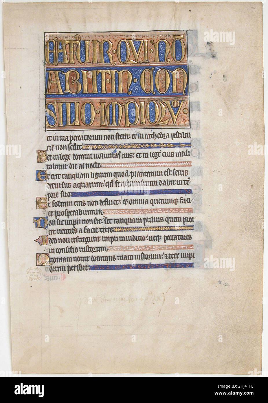 Manuscript Leaf from a Royal Psalter 1250–70 British. Manuscript Leaf ...
