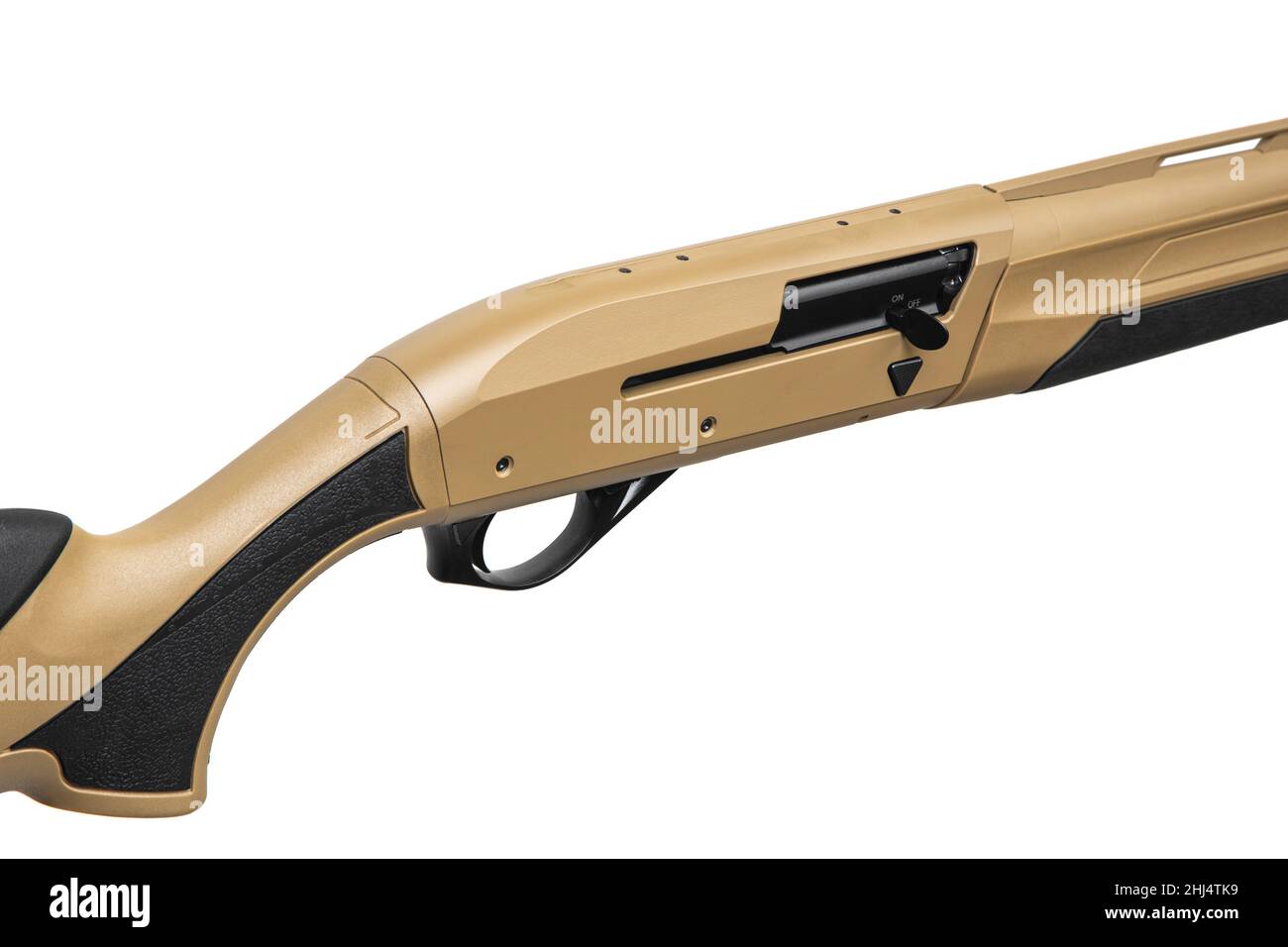 Modern semi-automatic shotgun. Weapons for sports and hunting. Black weapon isolate on white ...