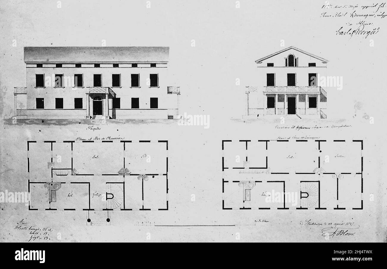 Stora Rosenvik, ritning, 1827 Stock Photo - Alamy