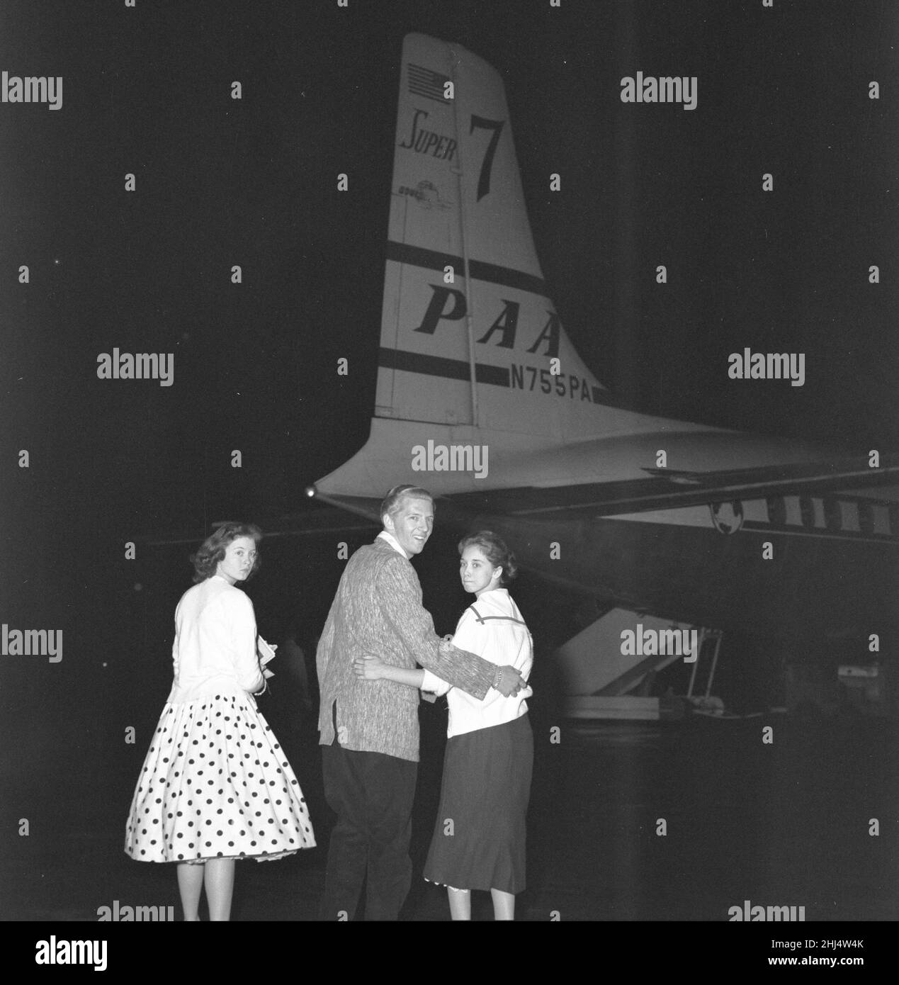 American rock and roll singer Jerry Lee Lewis with his thirteen year ...