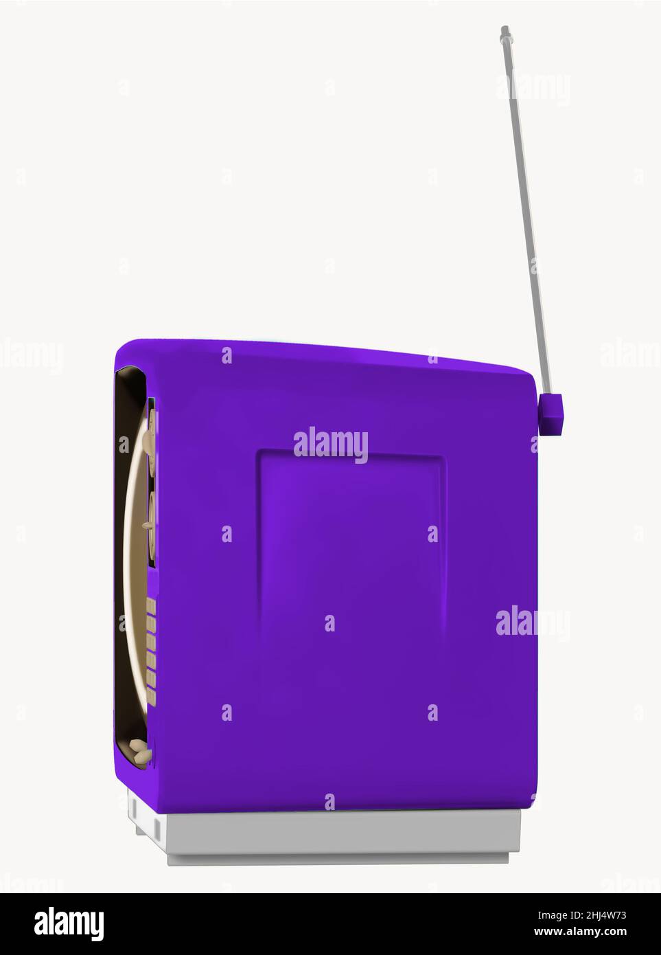 Television old vintage analog purple view isolated white background ...