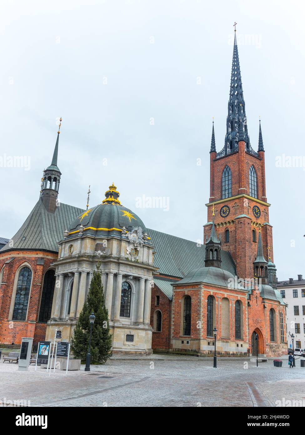 Vertical shot of Riddarholmen Church, Gamla Stan district in Stockholm ...