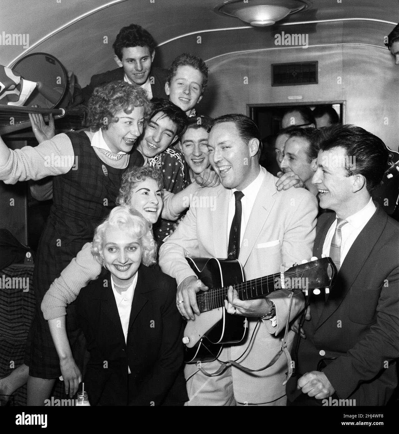 Frenzied scenes as American rock and roll singer Bill Haley arrives in ...