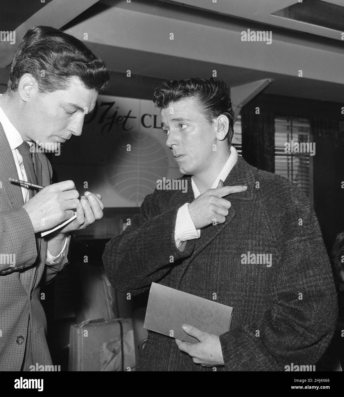 American and roll singer Gene Vincent pictured at London airport as he ...