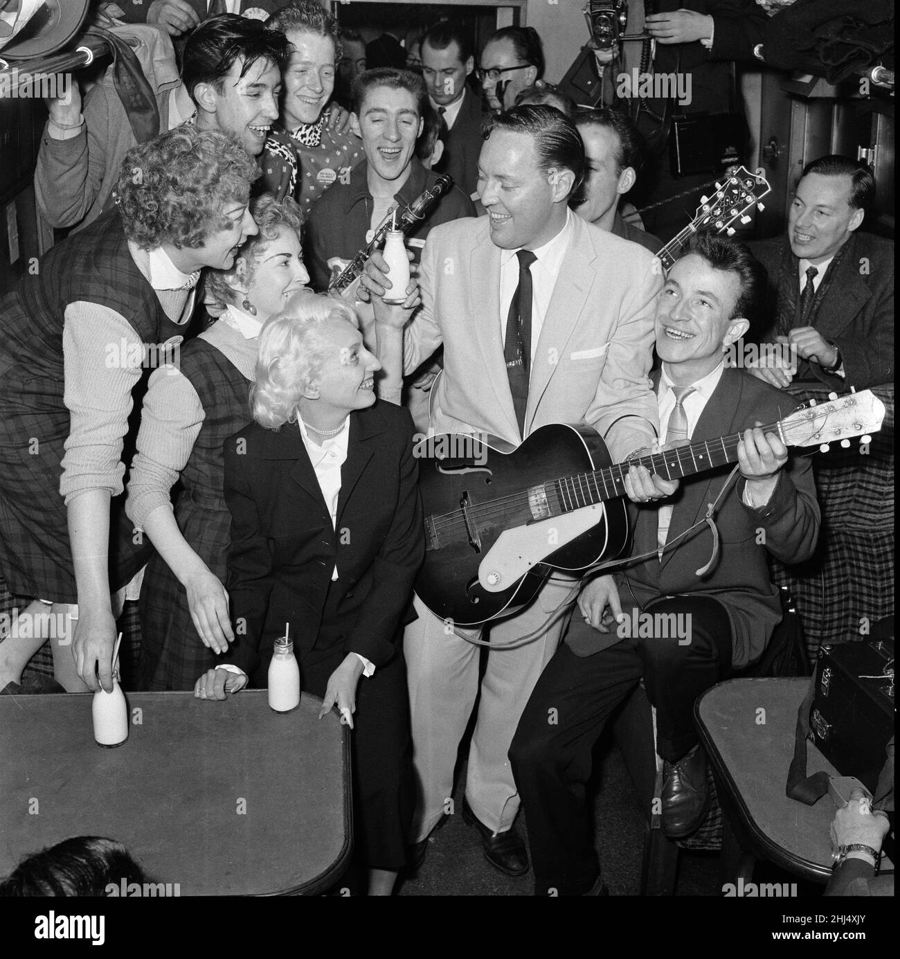 Frenzied scenes as American rock and roll singer Bill Haley arrives in ...