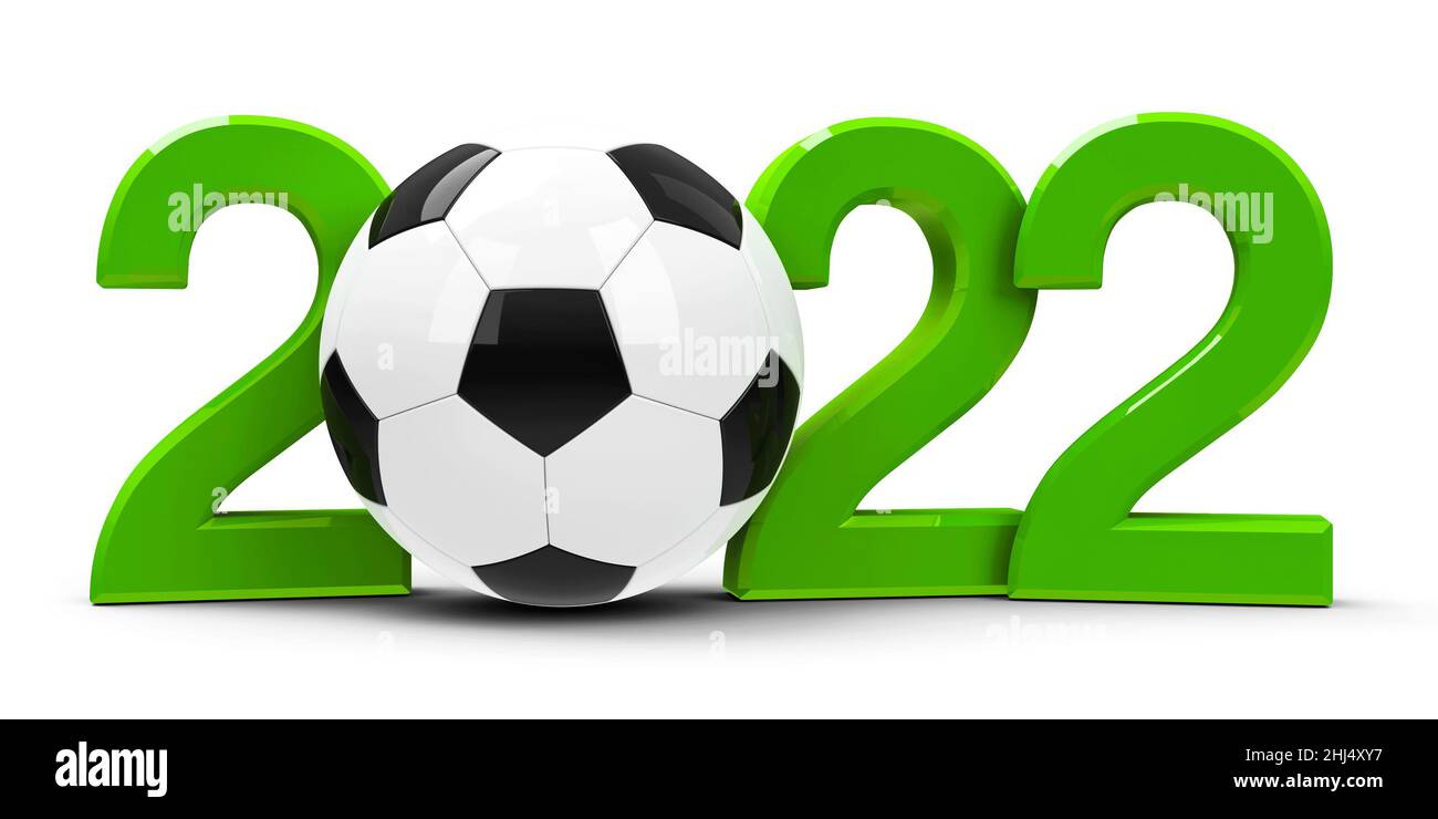 Green 2022 with football isolated on white background, represents 2022 ...
