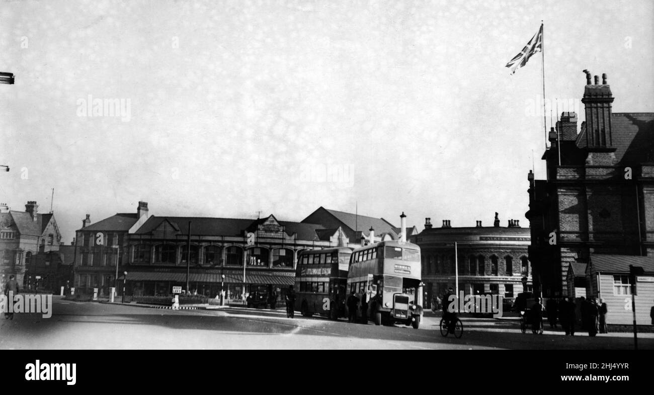 Town centre at Widnes, with town hall on right. 30th October 1958 Stock ...