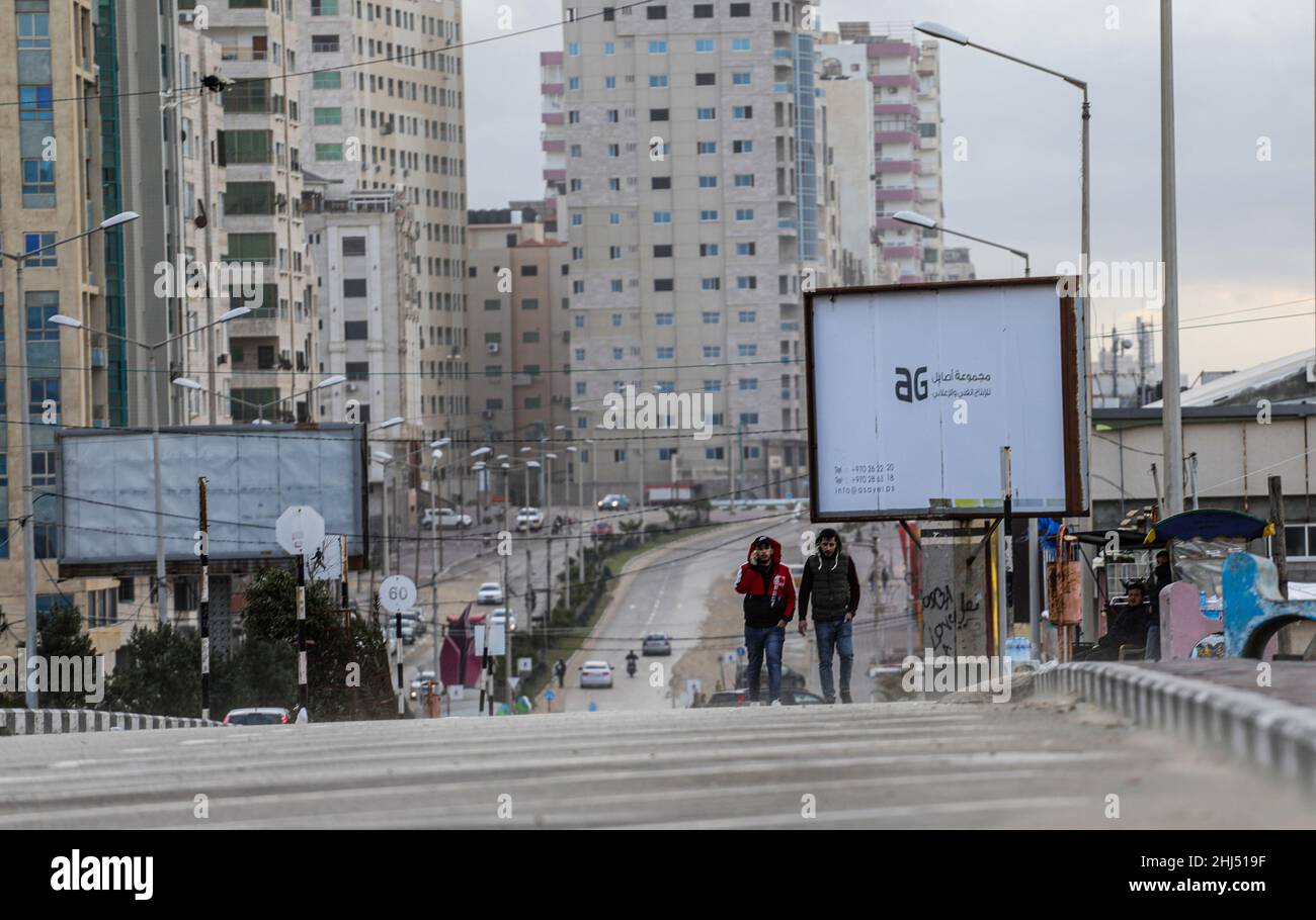 A general view of Gaza City as regional winter storm 'Elpis' begins in ...