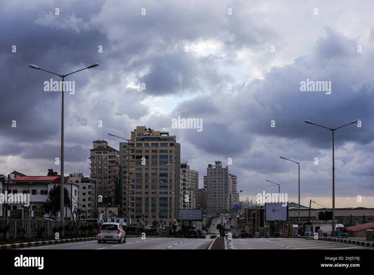A general view of Gaza City as regional winter storm 'Elpis' begins in ...