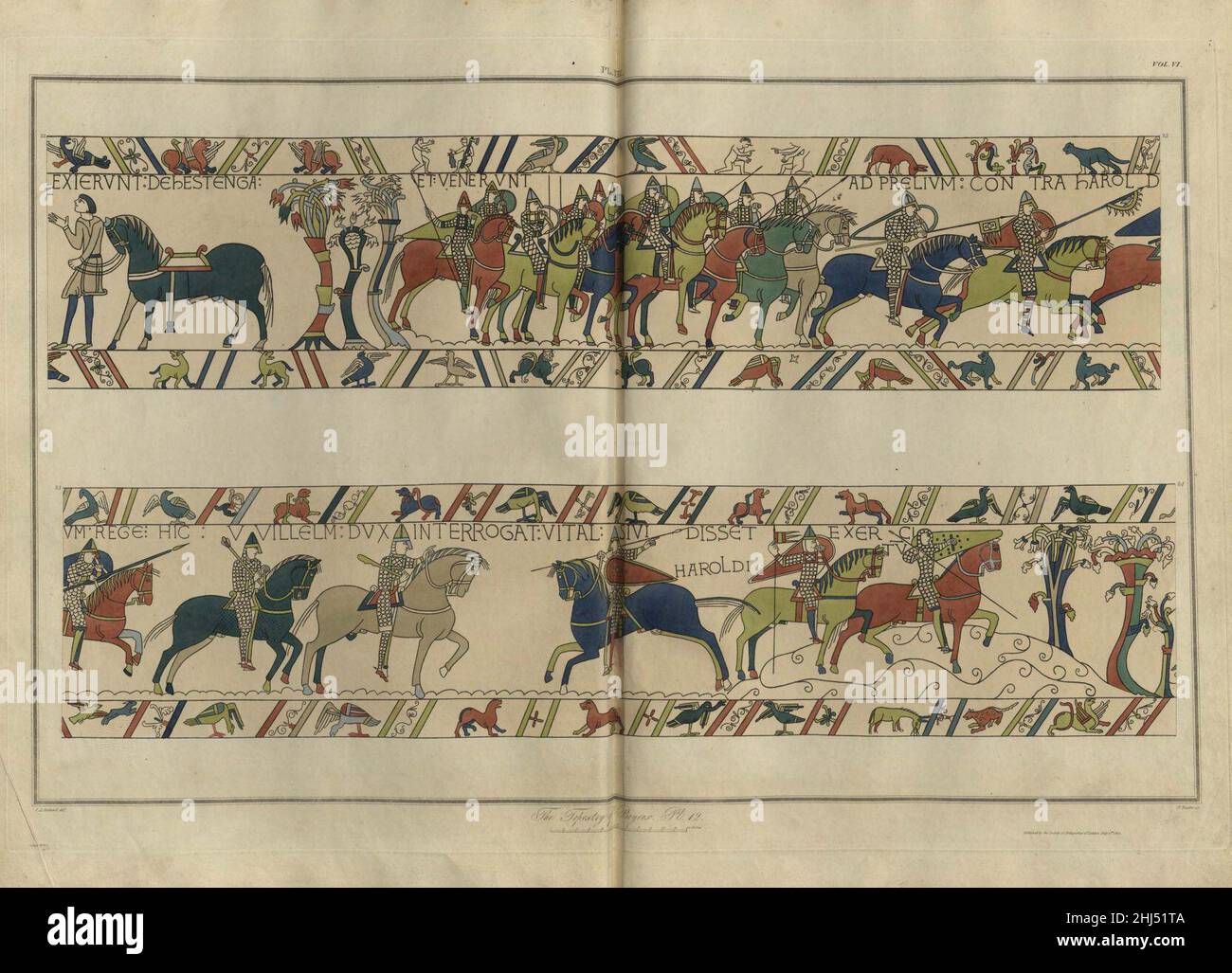 Stothard Bayeux 49 50 Plate 12 Stock Photo - Alamy