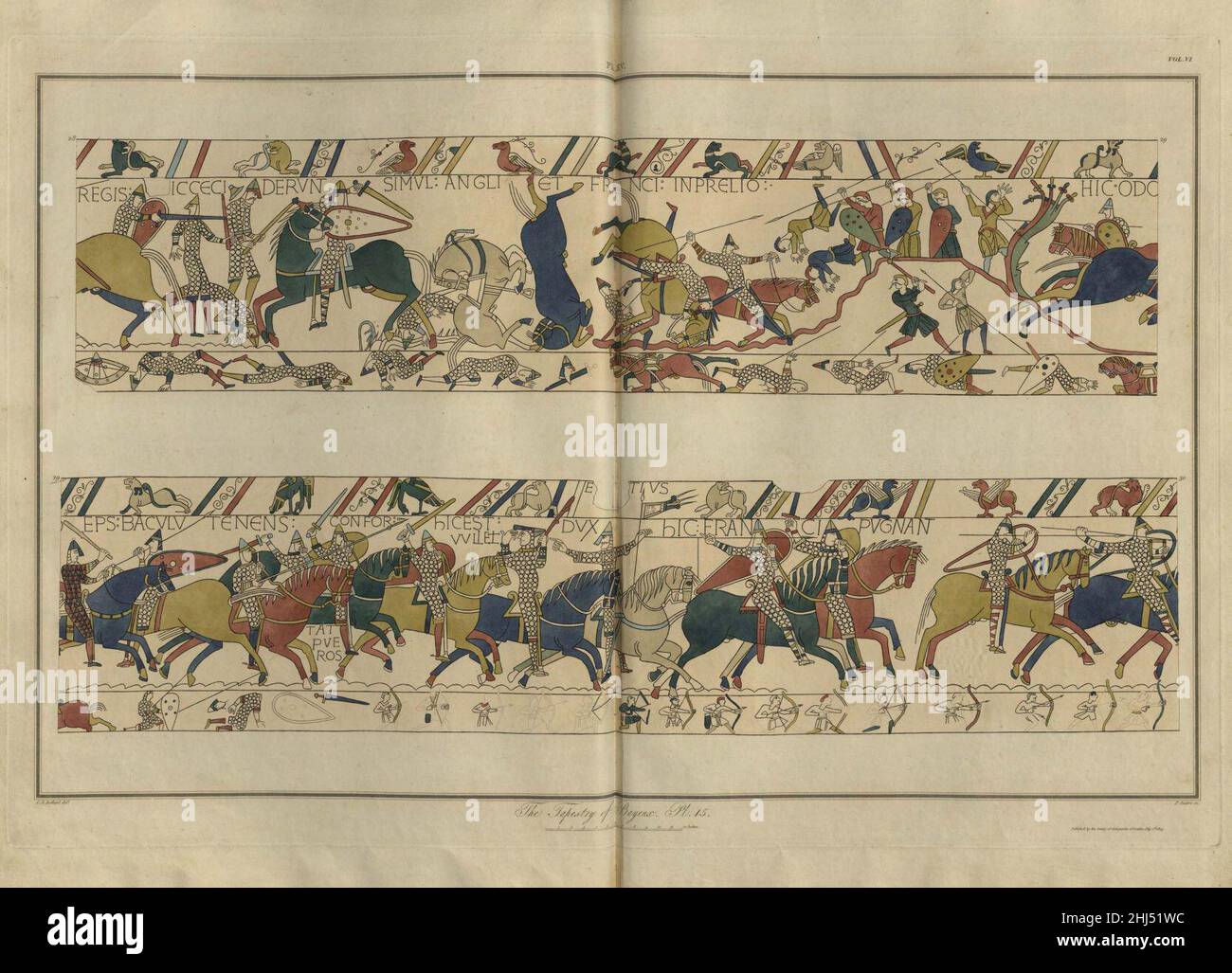 Stothard Bayeux 61 62 Plate 15 Stock Photo - Alamy