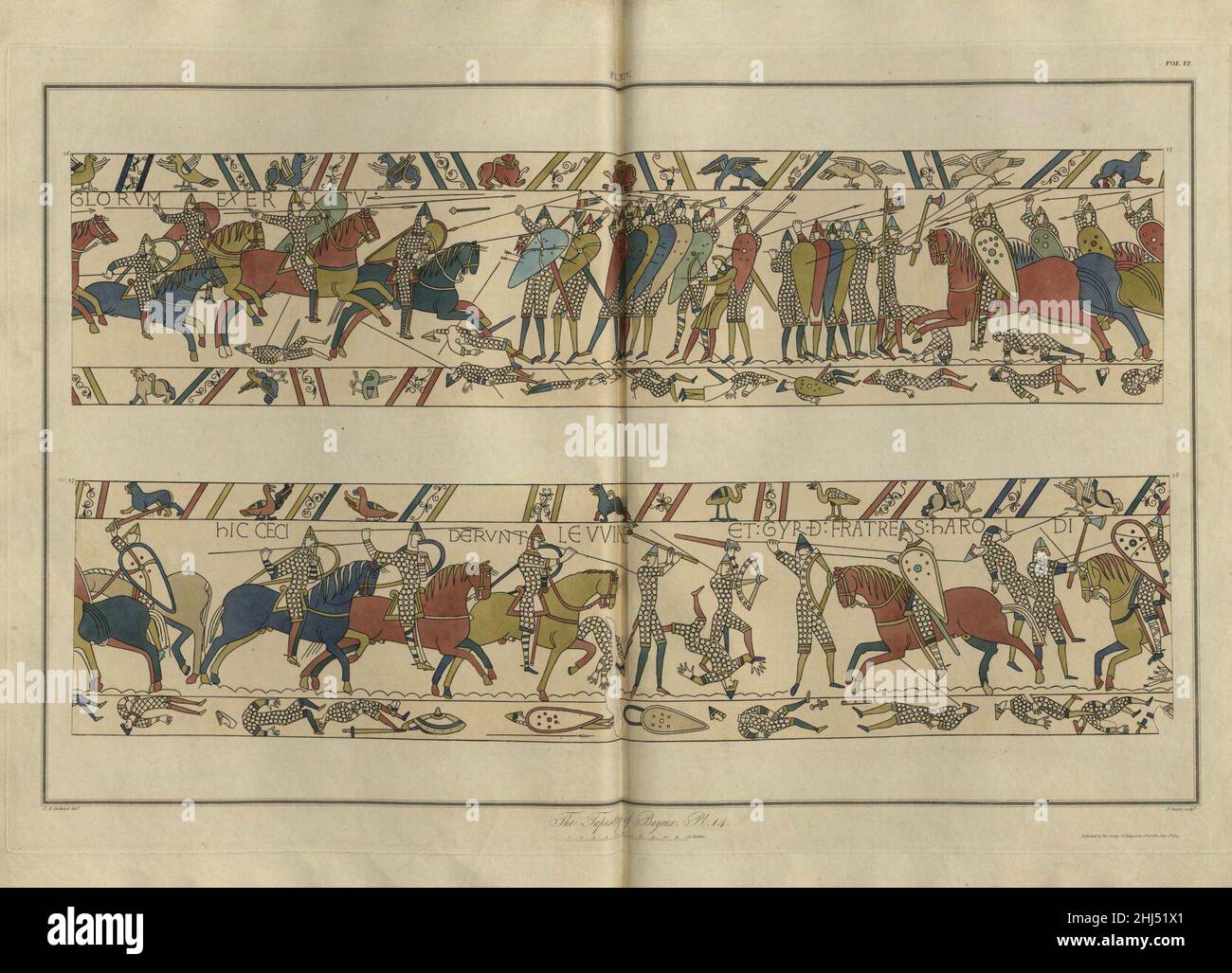 Stothard Bayeux 57 58 Plate 14 Stock Photo - Alamy