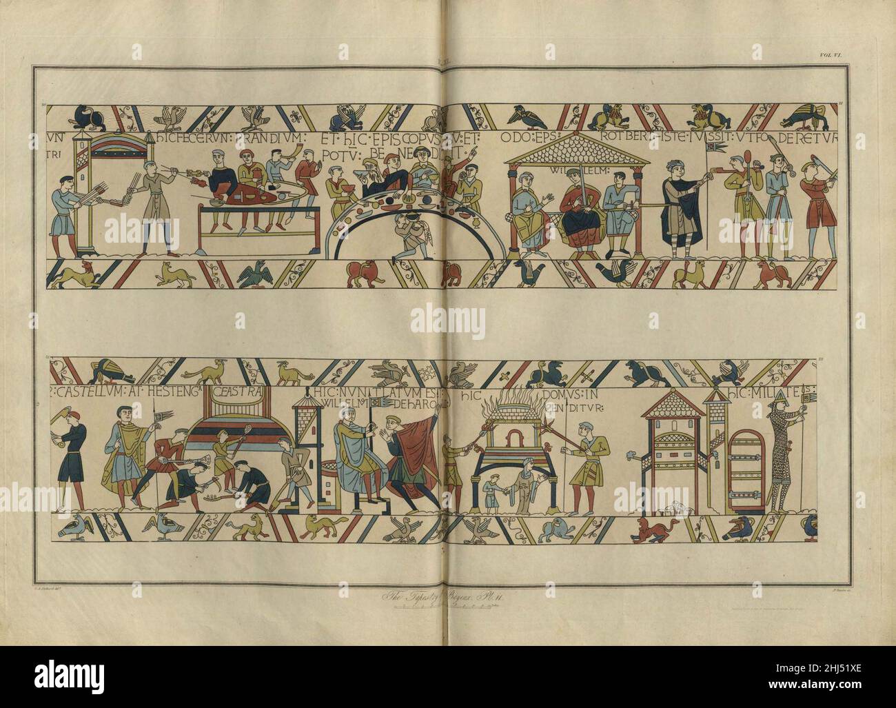 Stothard Bayeux 45 46 Plate 11 Stock Photo - Alamy