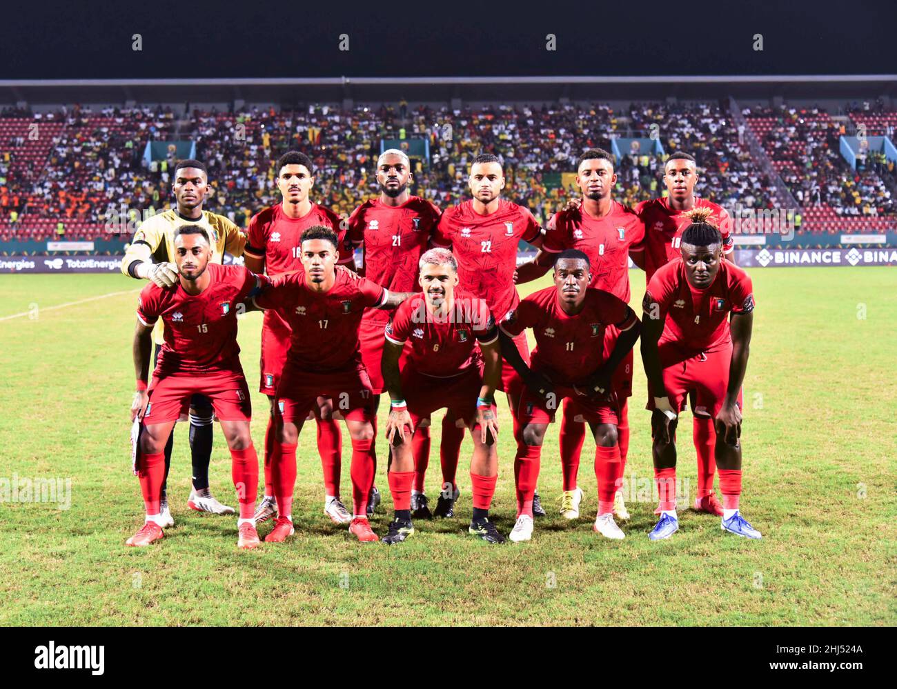 Limbe, Cameroon. 26th Jan, 2022. Players of Equatorial Guinea line up ...
