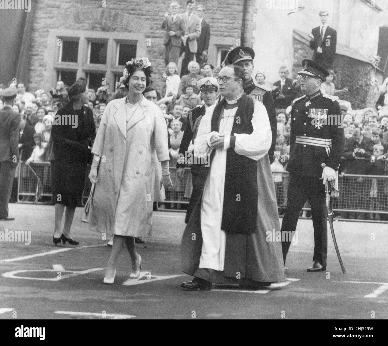 Queen Elizabeth II pictured during two day visit to the welsh capital ...