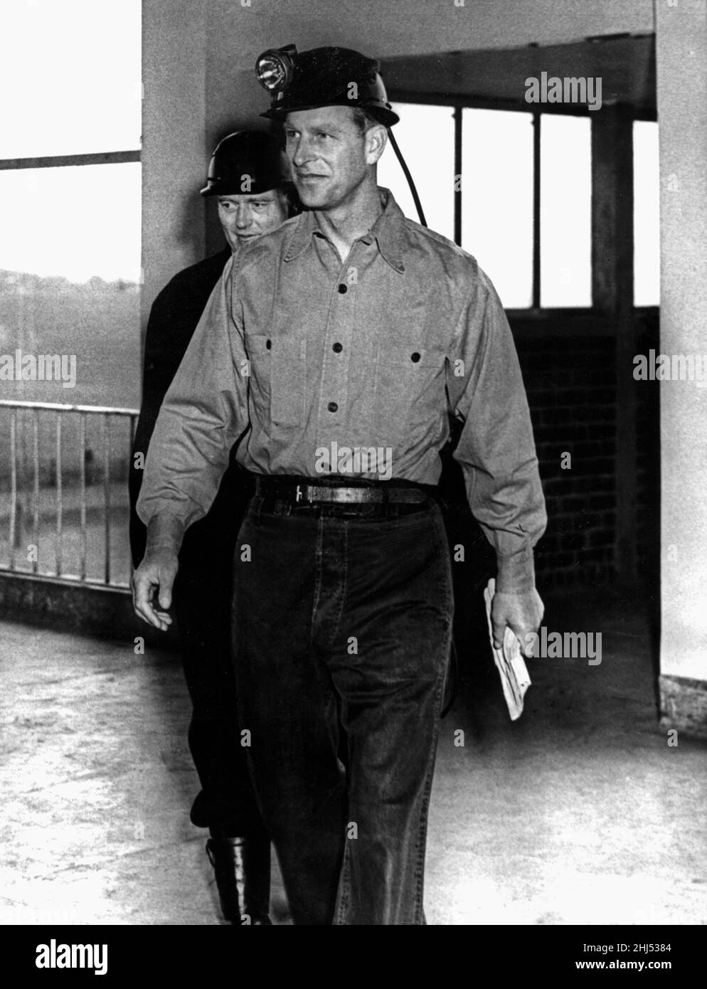 Prince Philip, Duke of Edinburgh, in mining clothes on a visit to ...