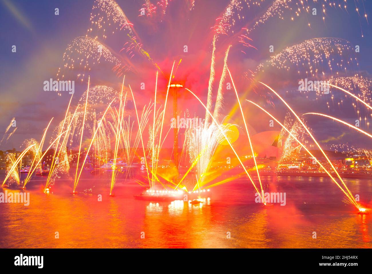 A spectacular fireworks display on Sydney Harbour concludes the ...