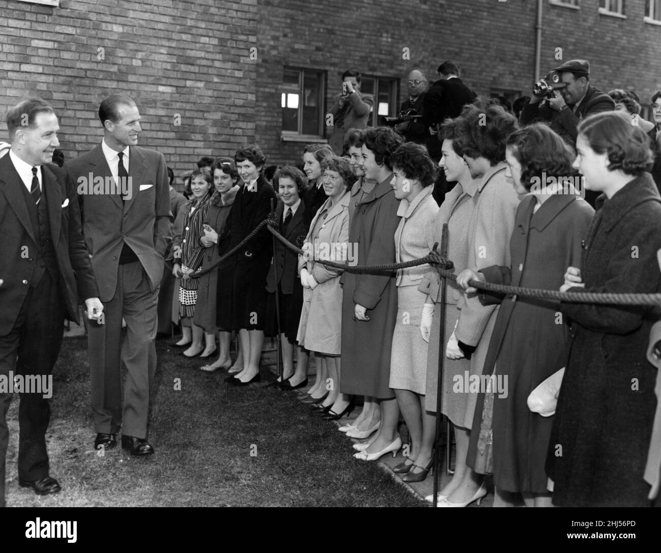 Prince Philip, Duke of Edinburgh visits Liverpool. Girls who attend ...