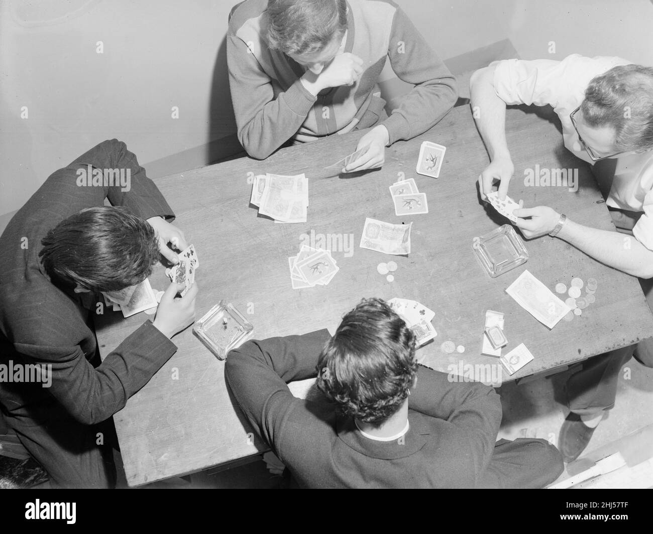 Men playing poker. April 1959 Stock Photo - Alamy