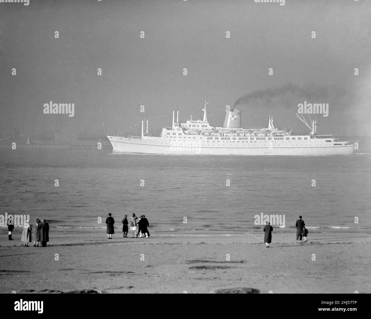 The Empress of Canada seen here steaming along the River Mersey on her ...