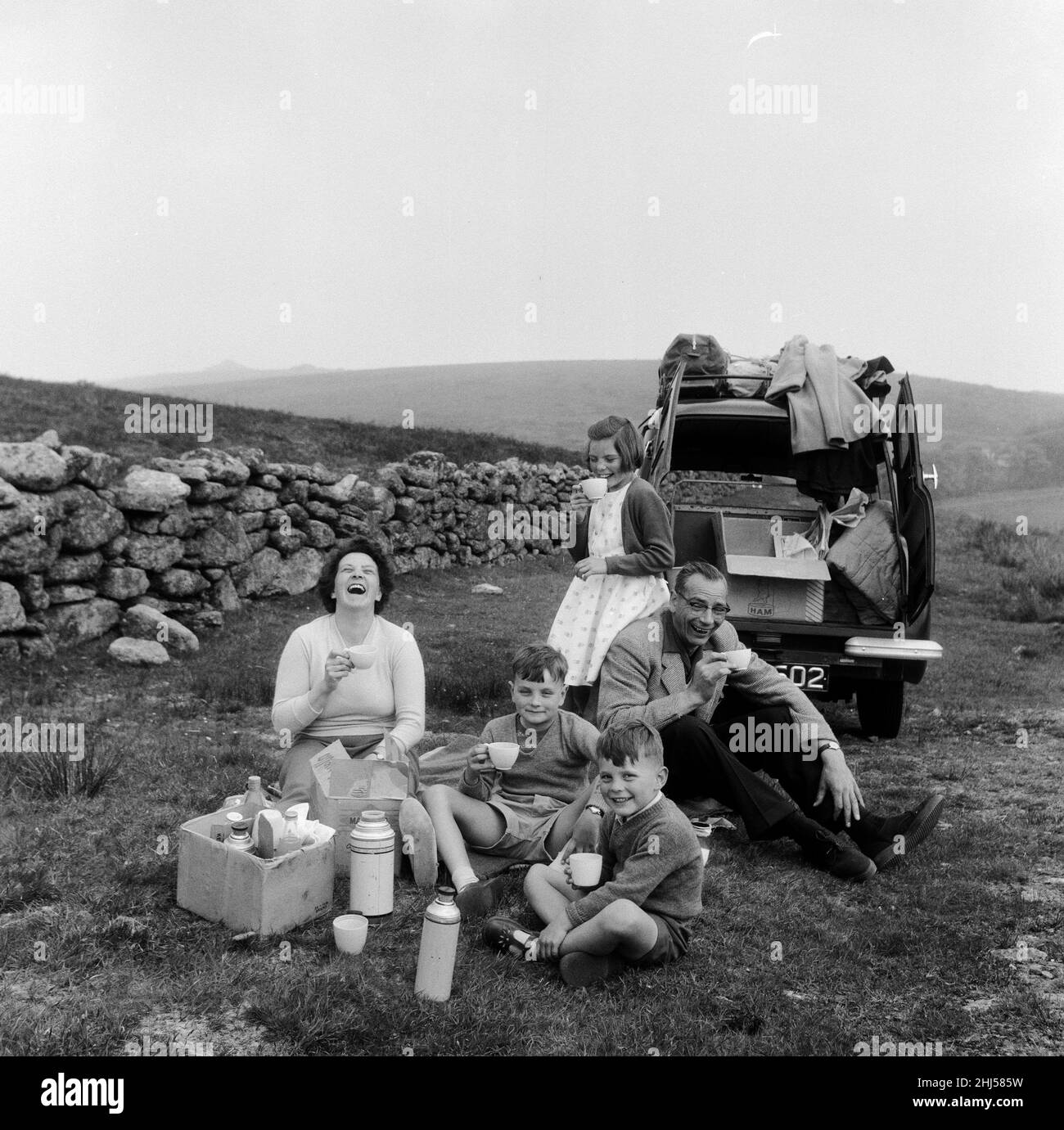 Mr and Mrs Geoffrey Bonnett of Ely, Cambridgeshire, stop for a picnic ...