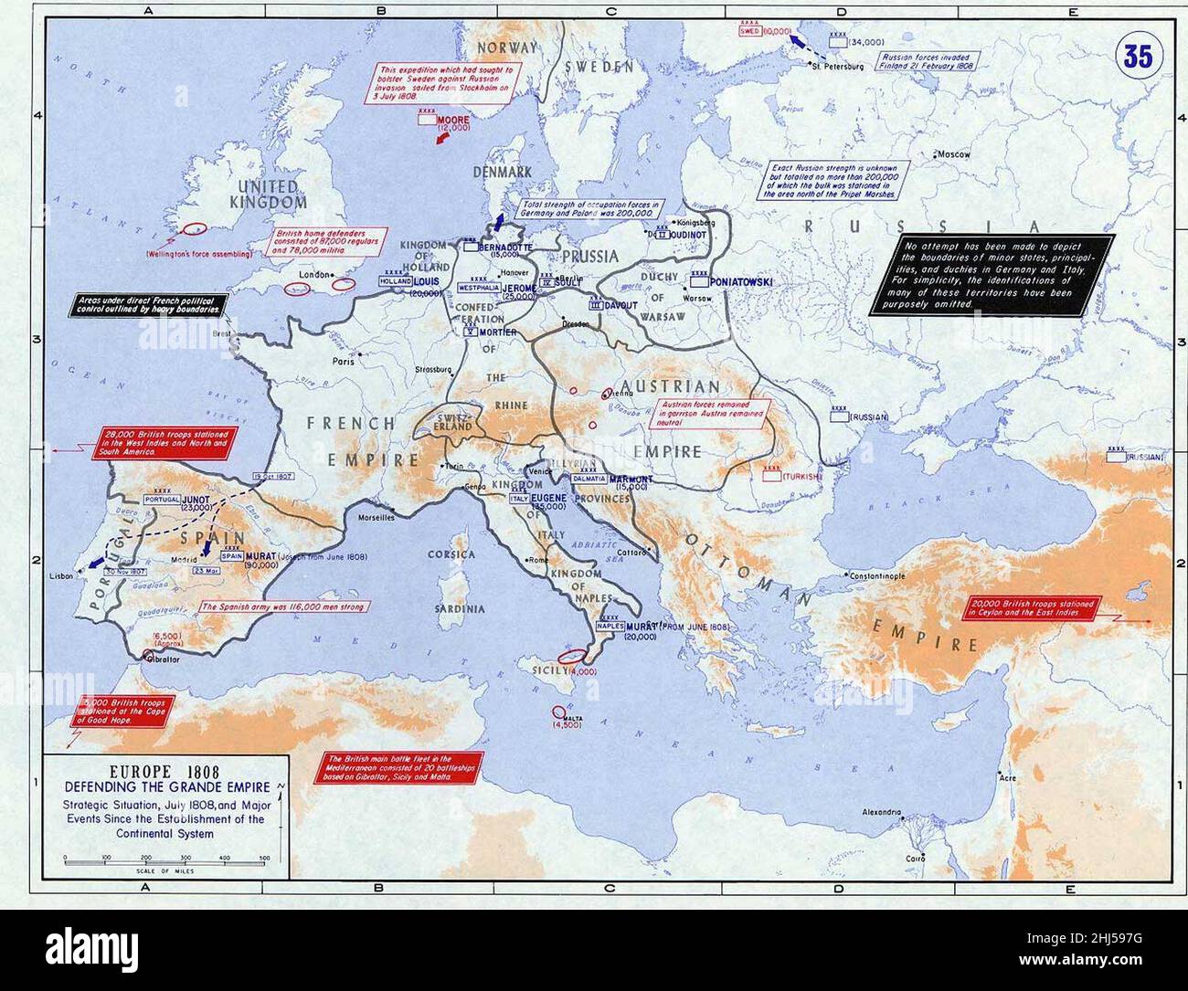 Strategic Situation of Europe 1808 Stock Photo - Alamy