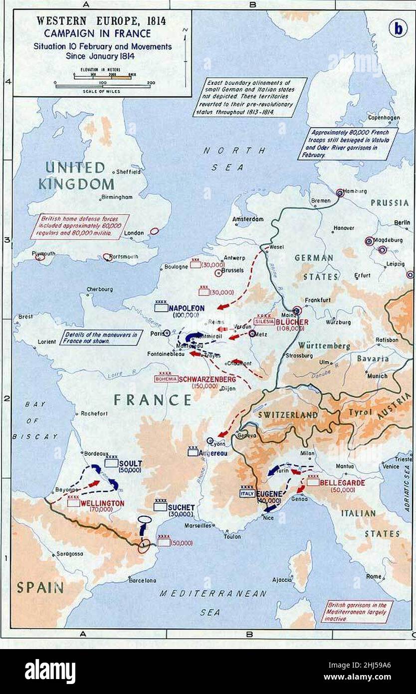 Strategic Situation of Western Europe 1814 (cropped to 10 Feb Stock ...