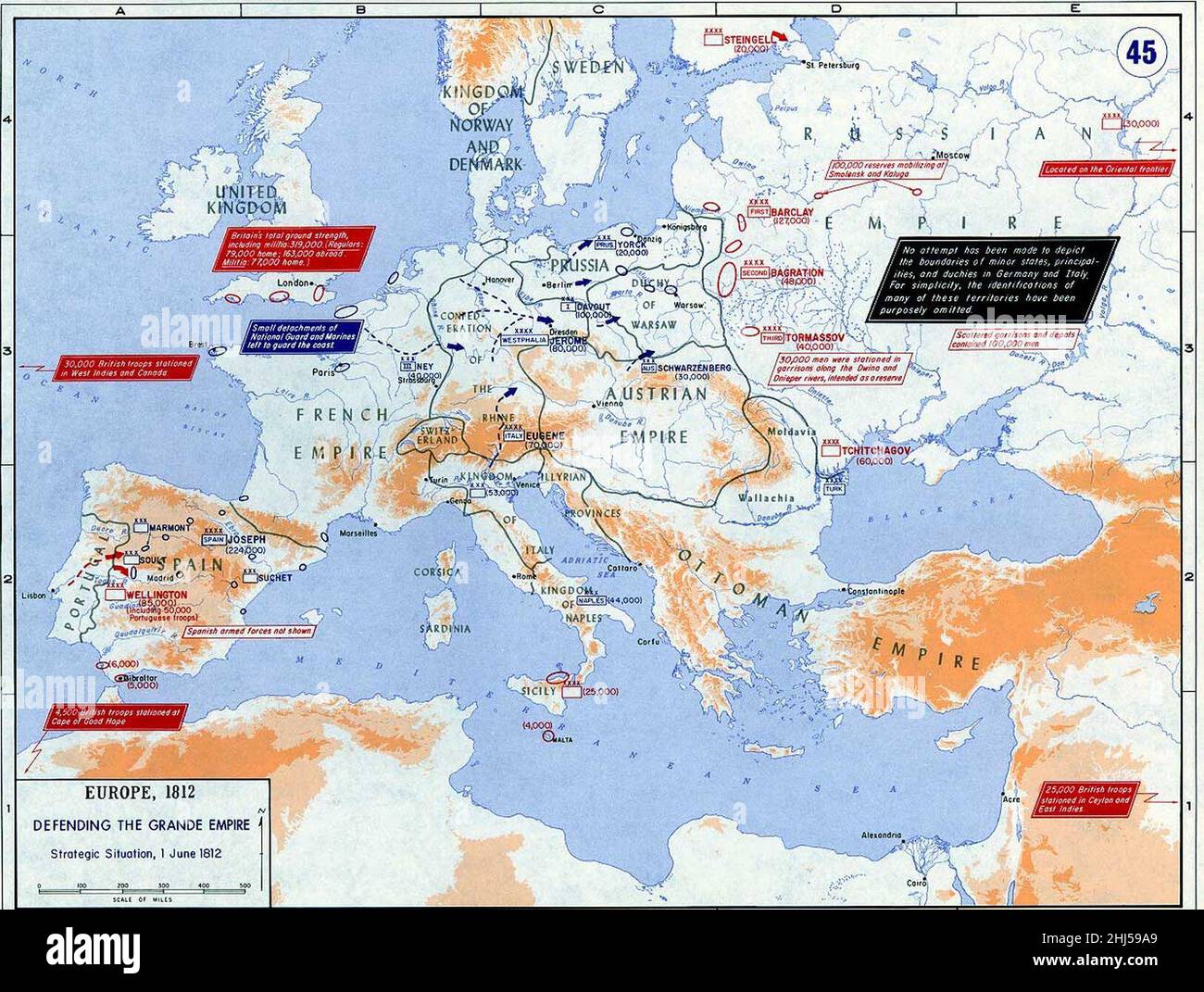 Strategic Situation of Europe 1812 Stock Photo - Alamy