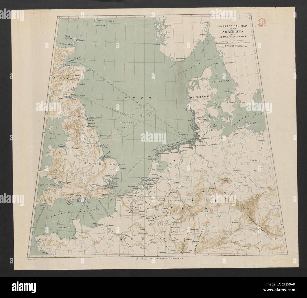 Strategical map of the North Sea and adjacent countries (5003853 Stock ...