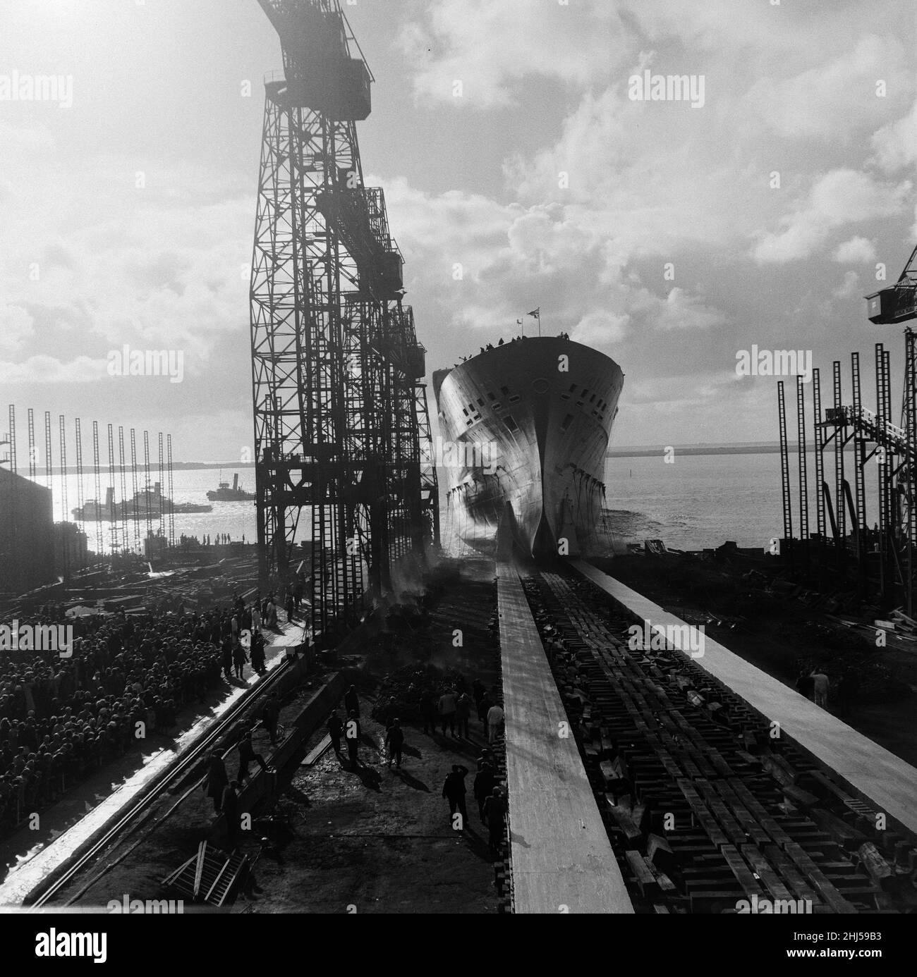 Princess Alexandra launches the SS Oriana ship at Barrow-in-Furness ...