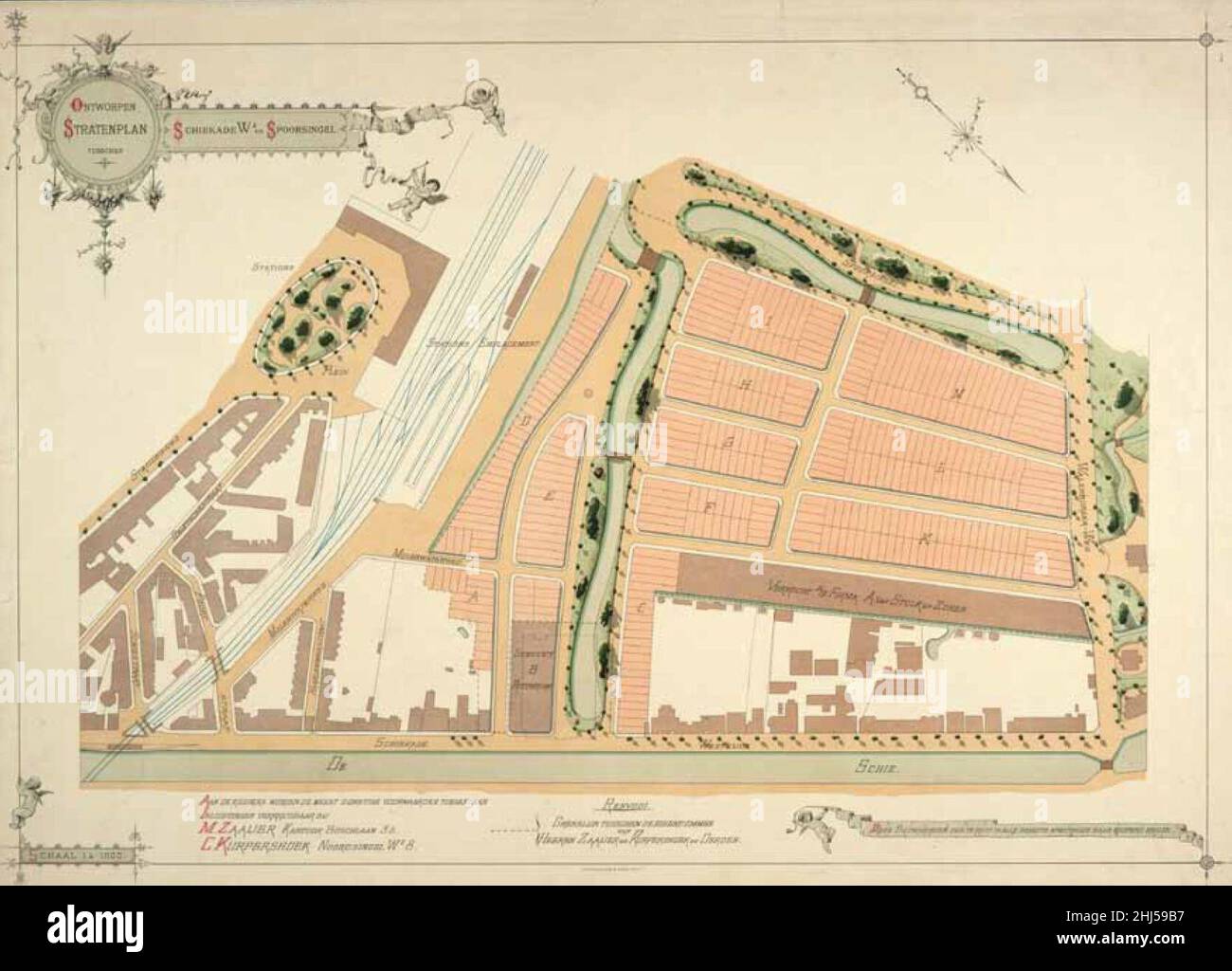 Stratenplan voor de Provenierswijk door M. Zaaijer, 1895 Stock Photo ...