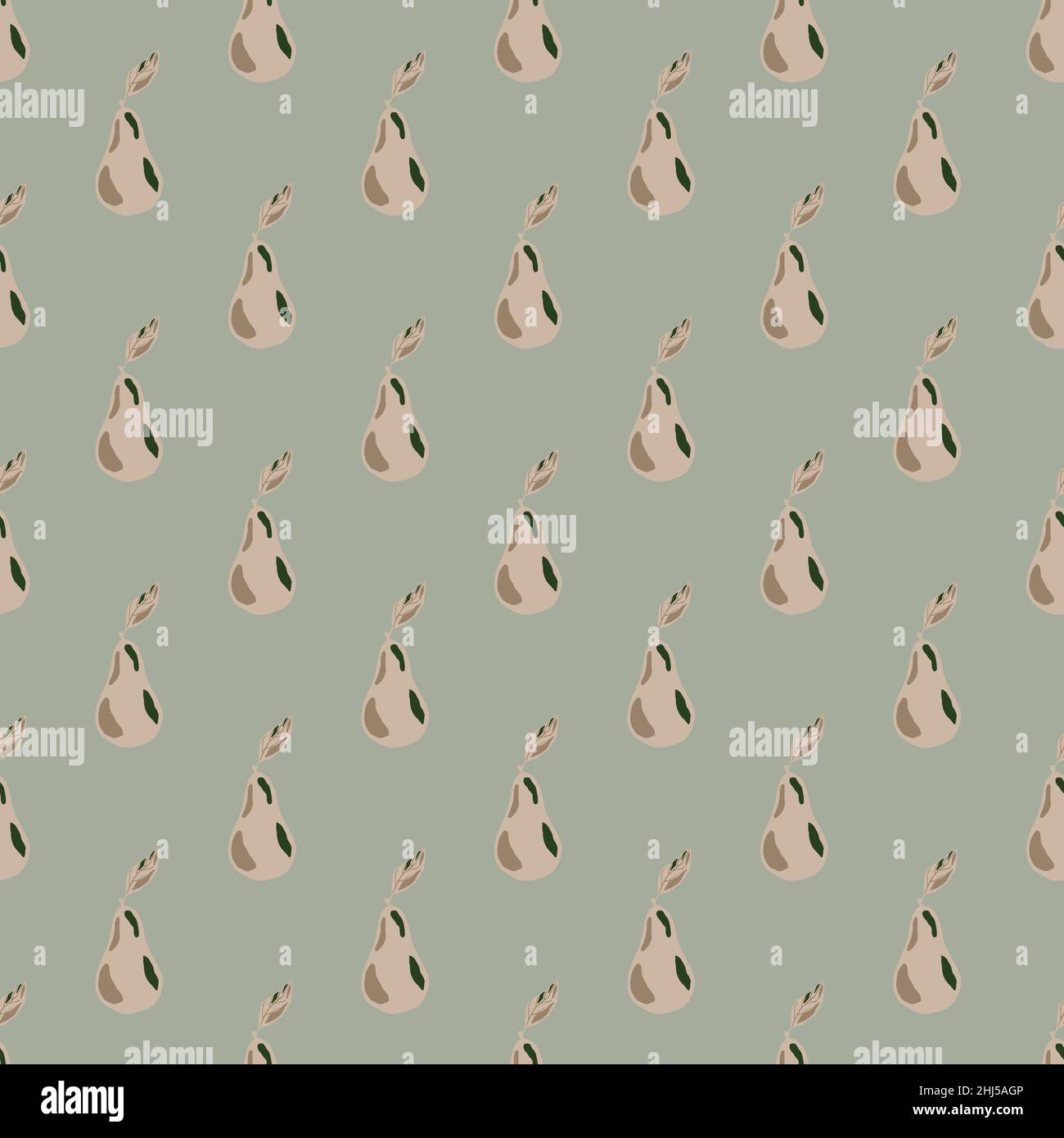Cartoon beige pear seamless doodle silhouettes. Grey background ...