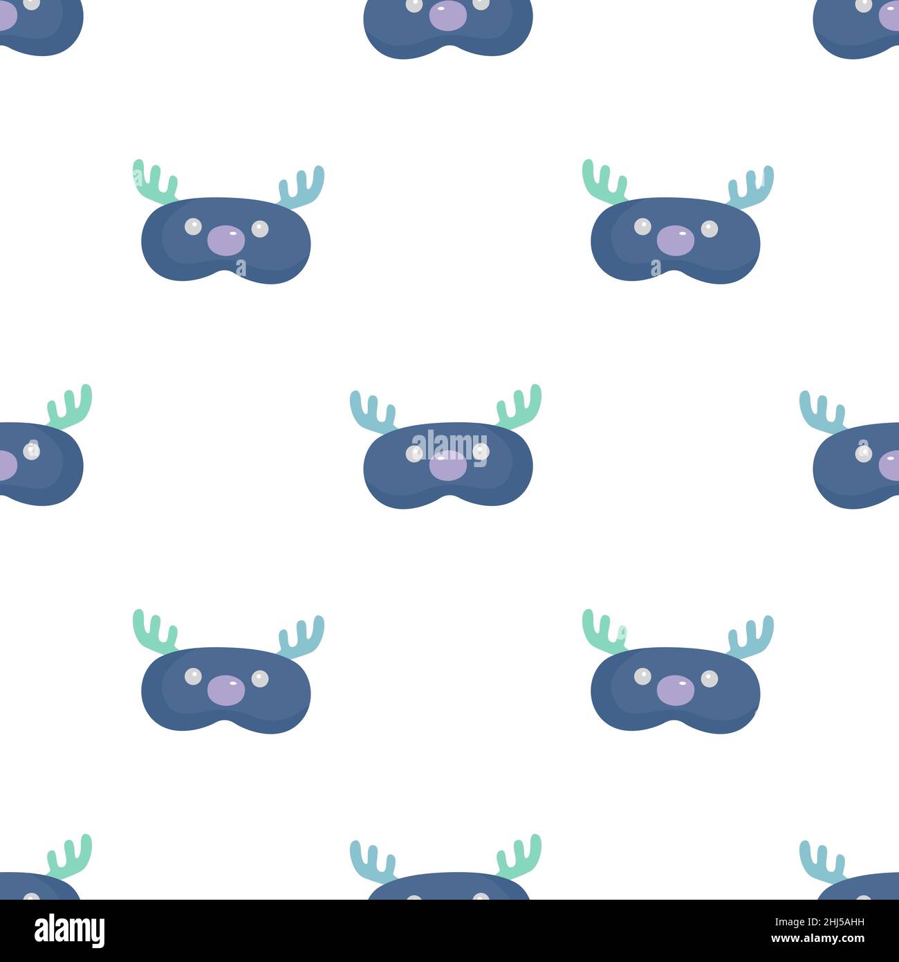 Head deer blue color geometric seamless pattern on white background ...