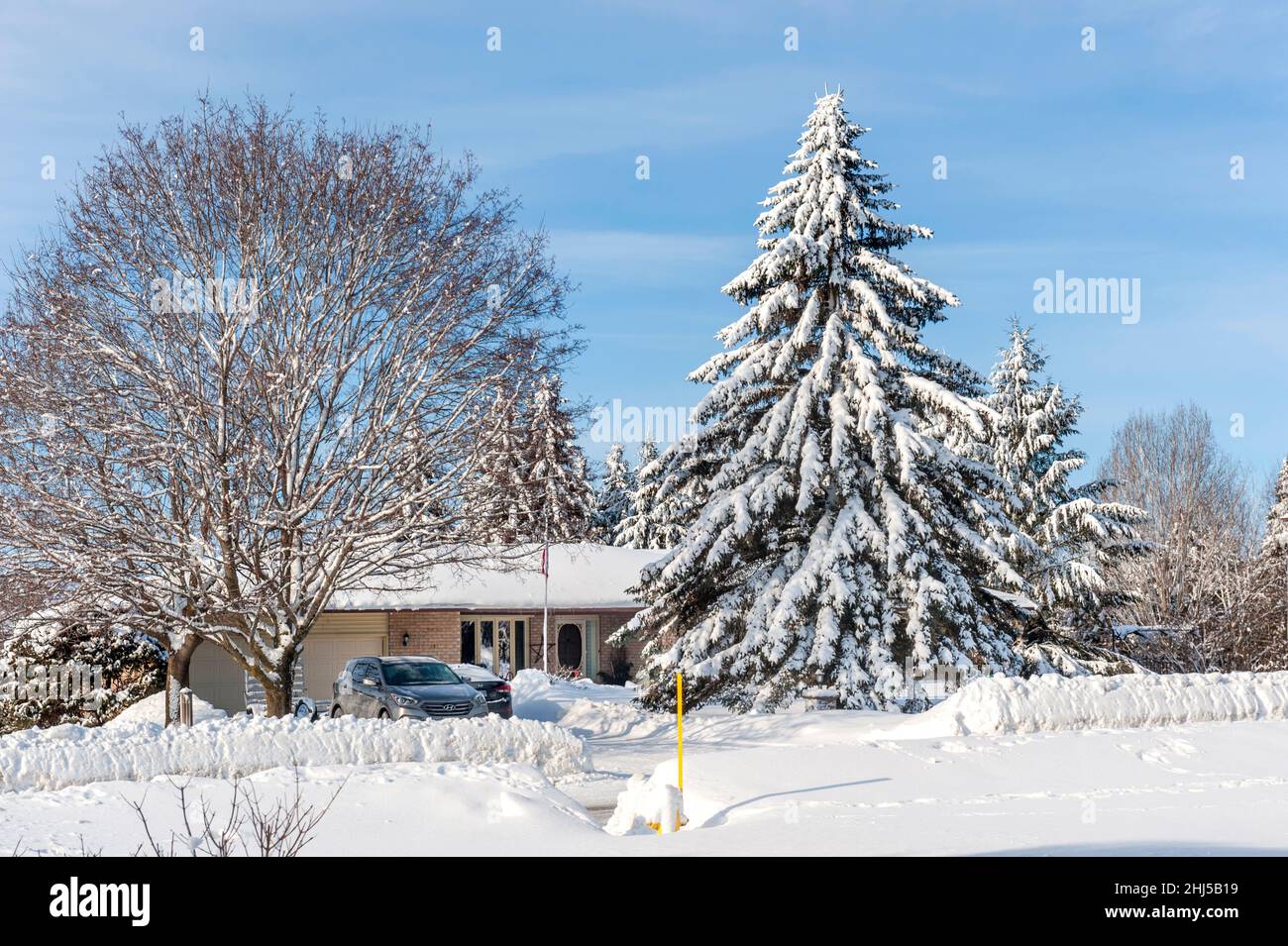 suburban home and area after the snow storm Stock Photo - Alamy